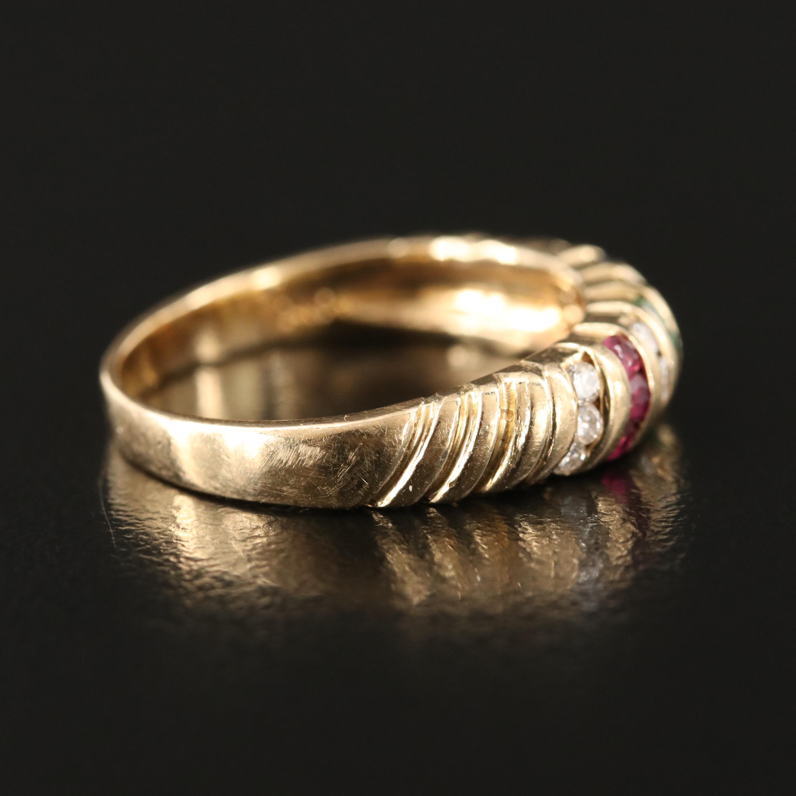 14K Diamond, Sapphire and Ruby Ring | EBTH