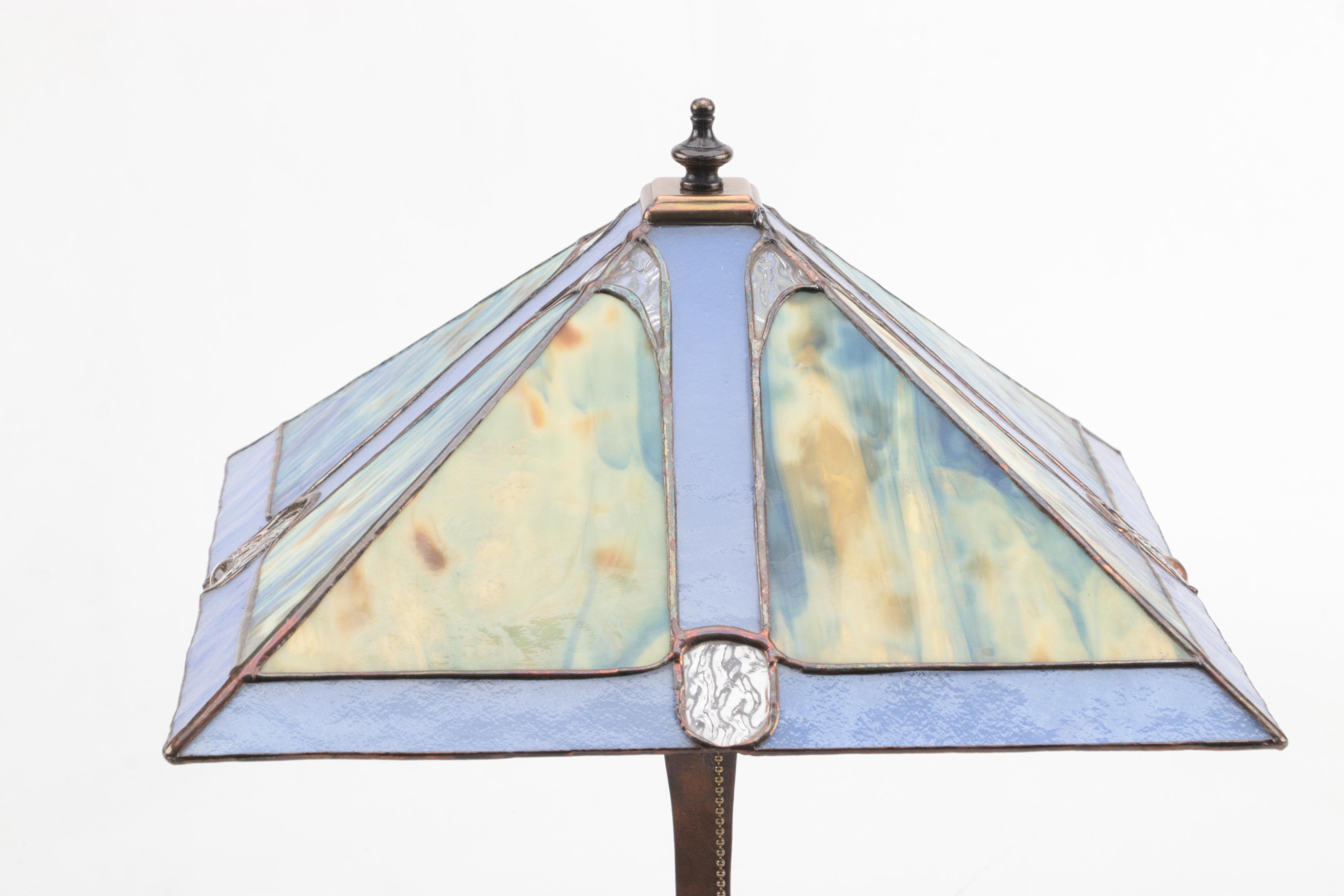 Paragon Cast Brass Transitional Mission Style Slag and Pebbled Glass ...