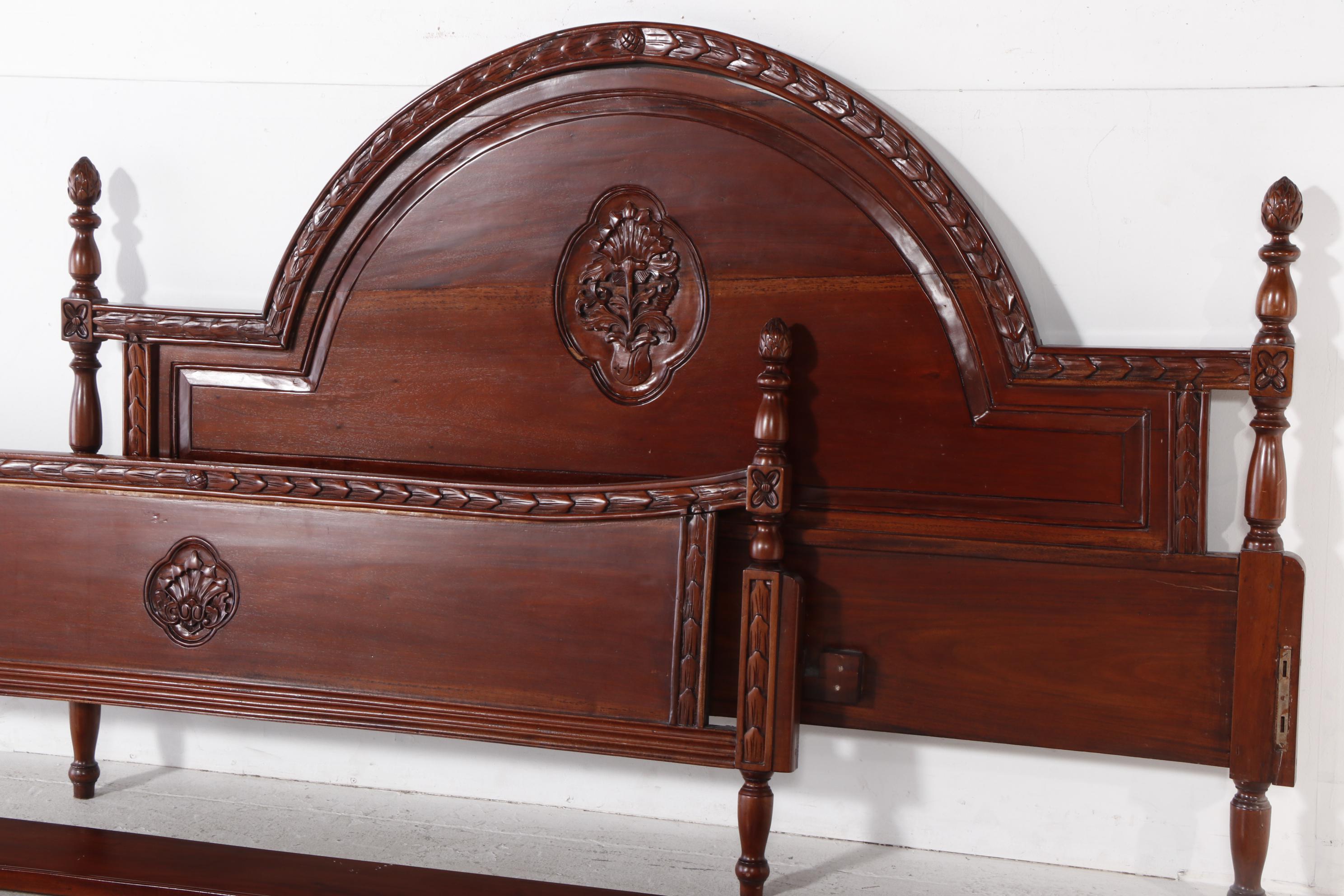 Neoclassical Style Carved Mahogany King Size Bed Frame | EBTH