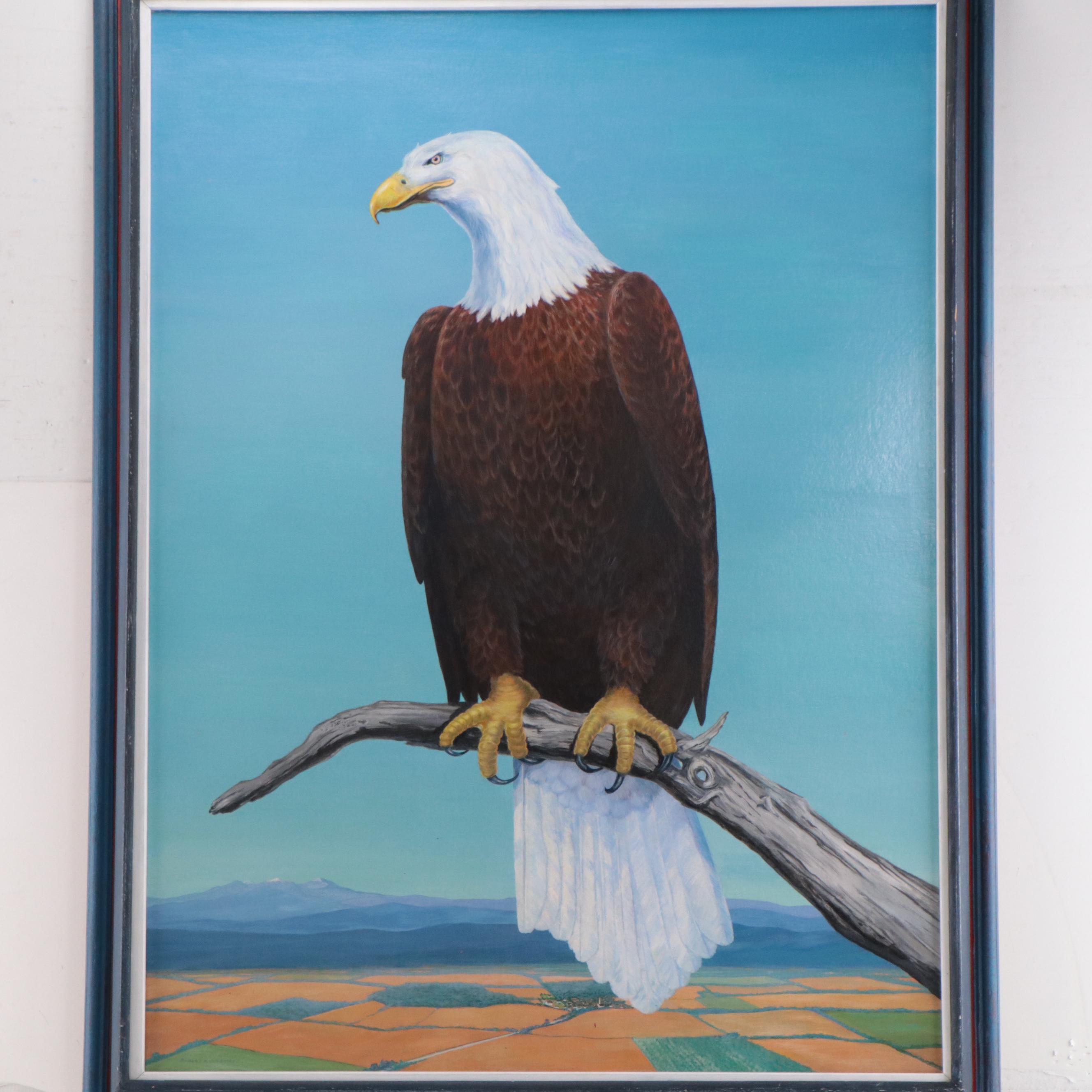 Robert Van Sickle Acrylic Painting 'Bald Eagle on Branch" | EBTH