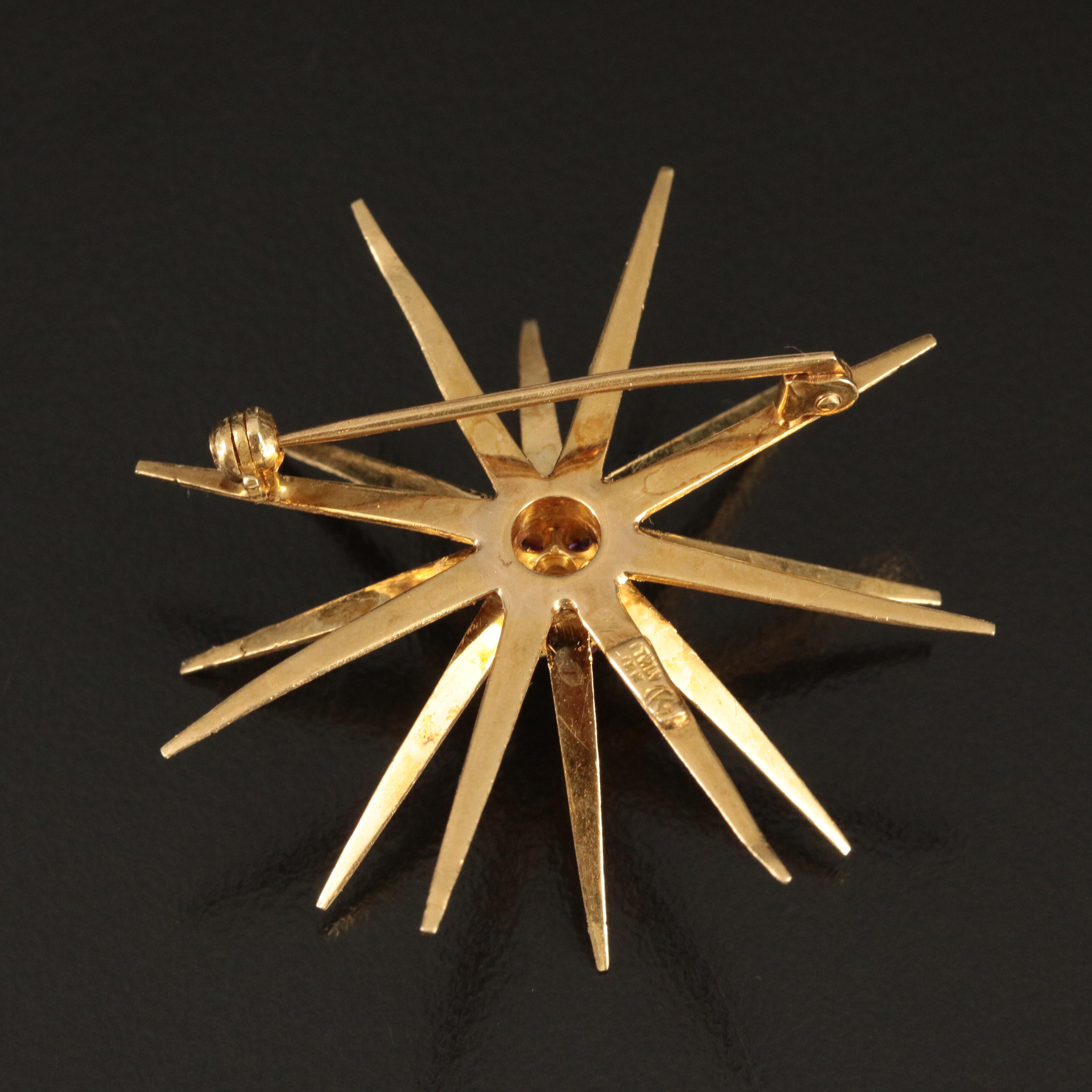 Vintage 18K Ruby Star Burst Brooch | EBTH