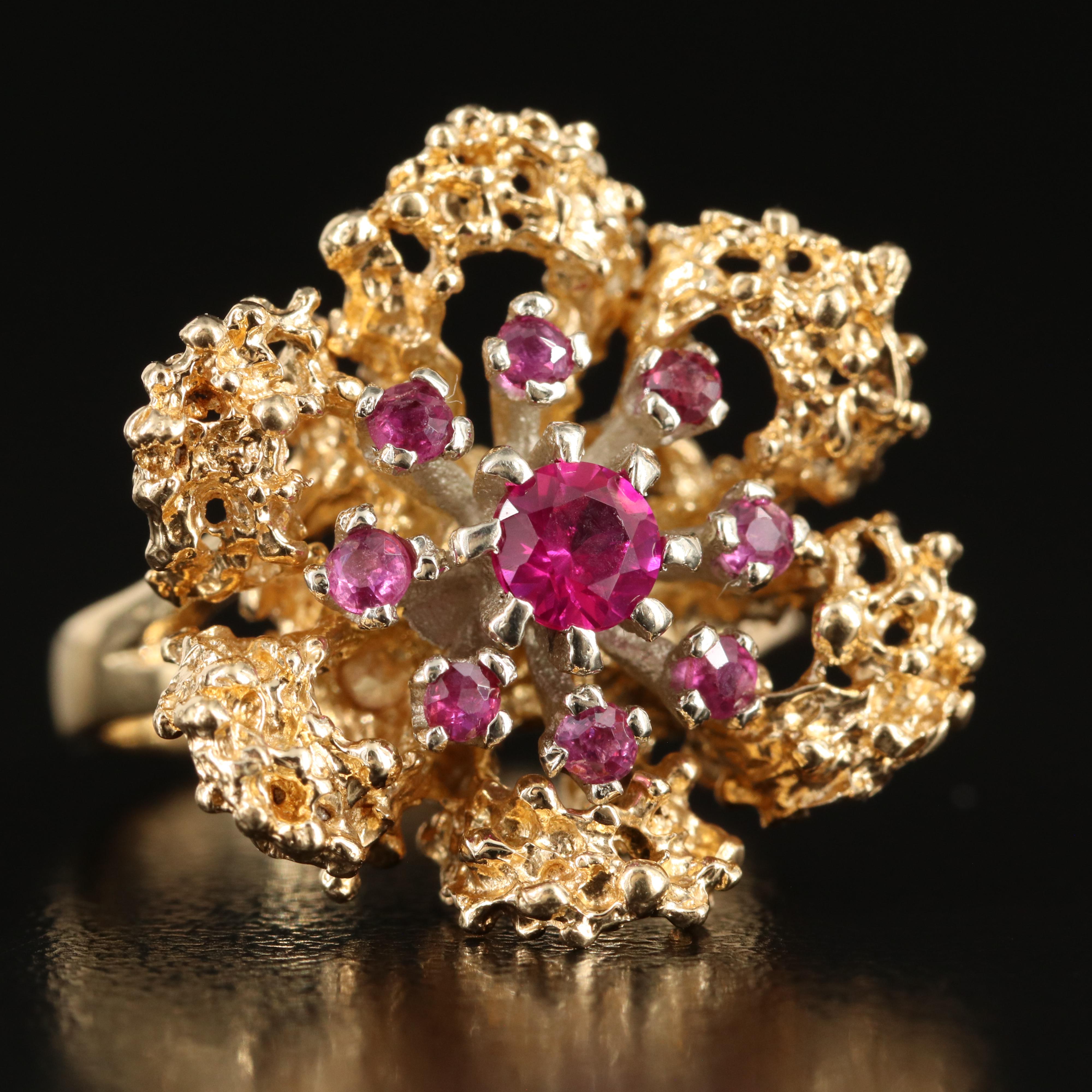 Vintage 14K Ruby Flower Ring | EBTH