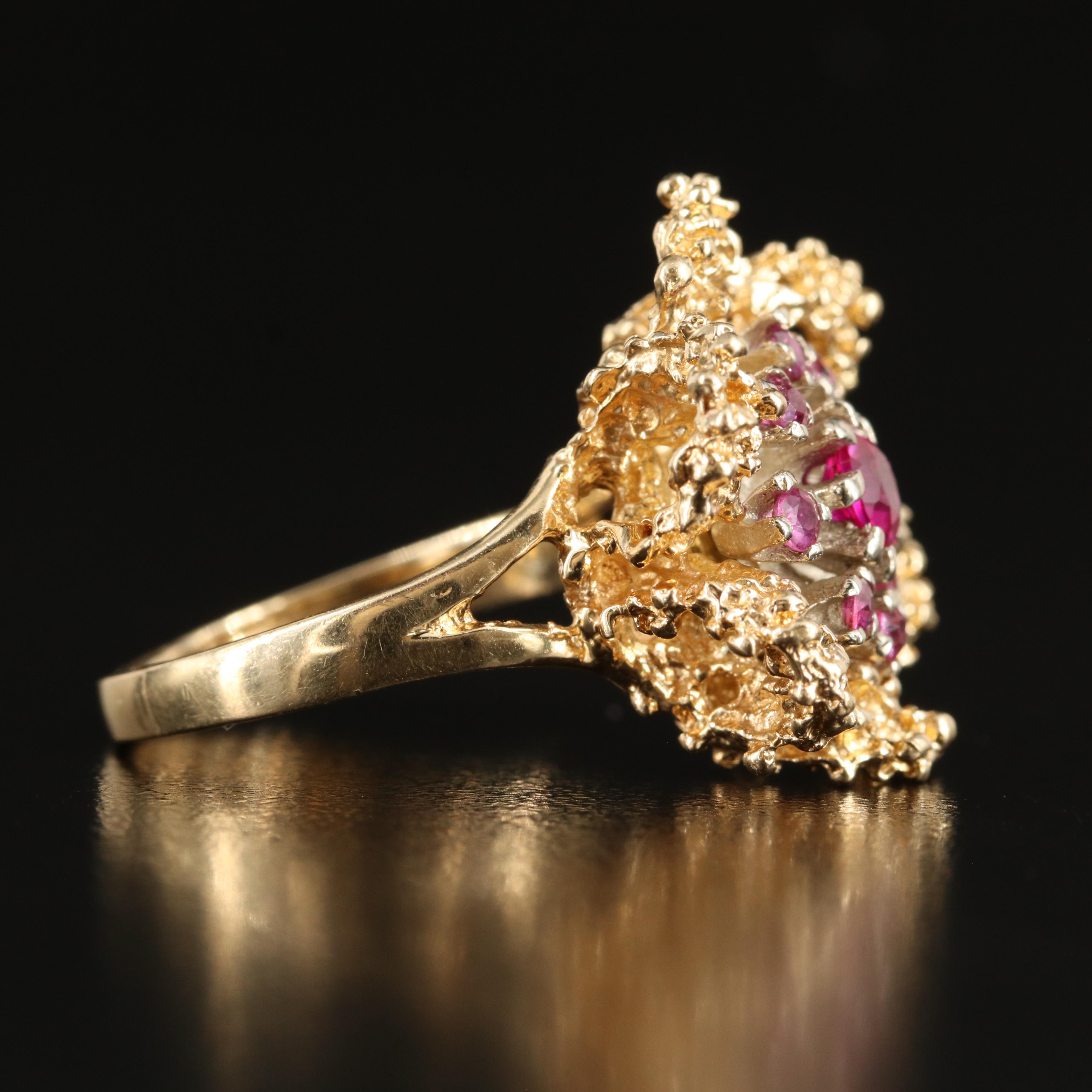 Vintage 14K Ruby Flower Ring | EBTH