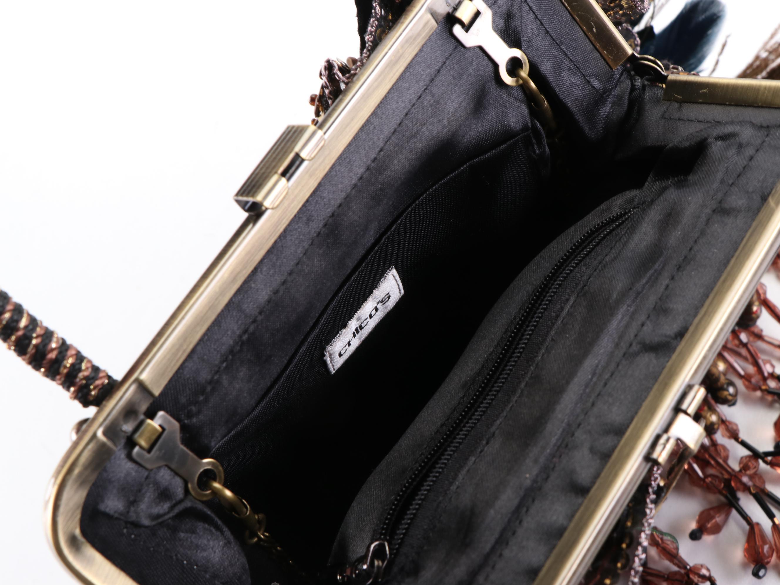 Chico's Embellished Two-Way Handbag with Boulder Ridge Leather Frame ...