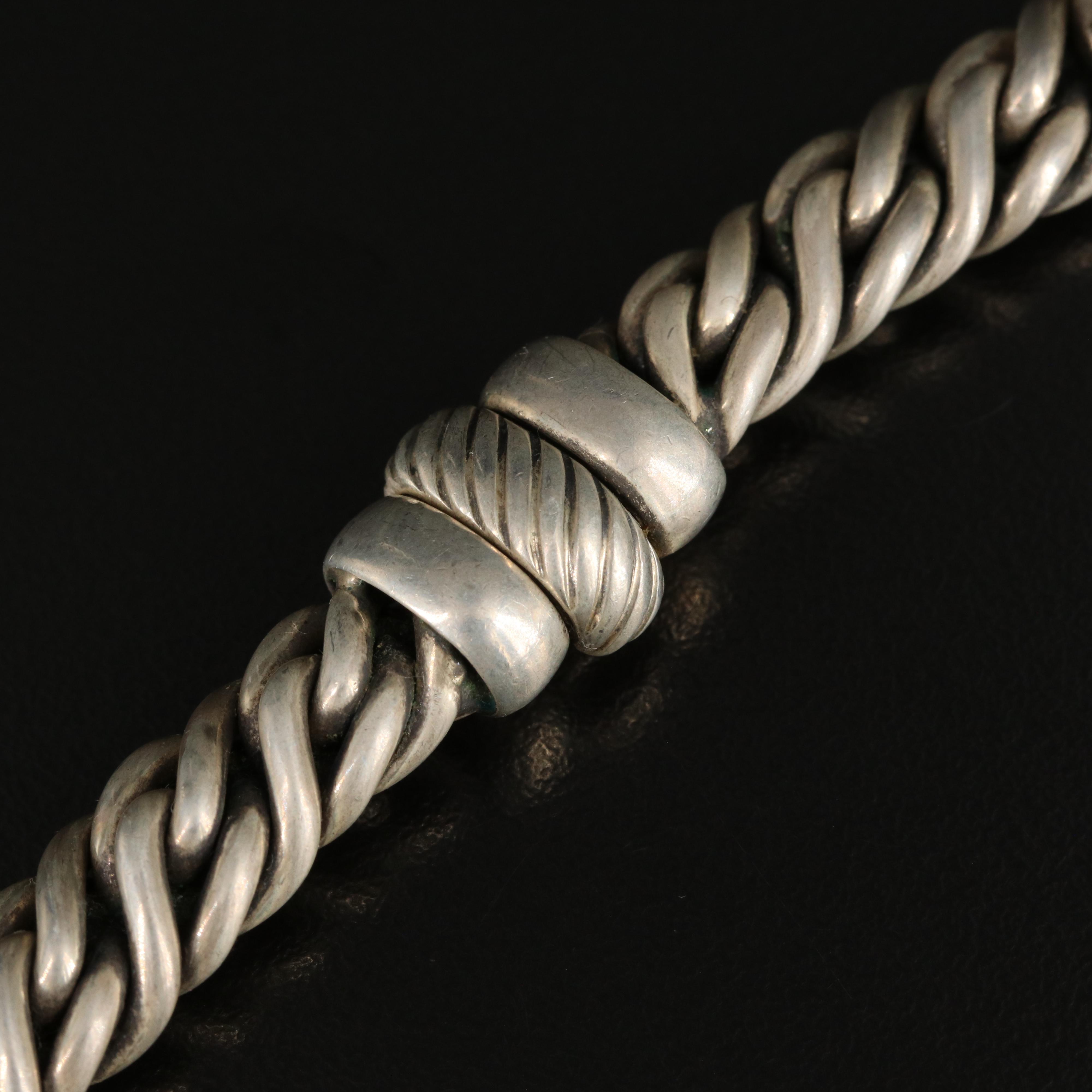 David Yurman Sterling Diamond X Wheat Chain Necklace | EBTH