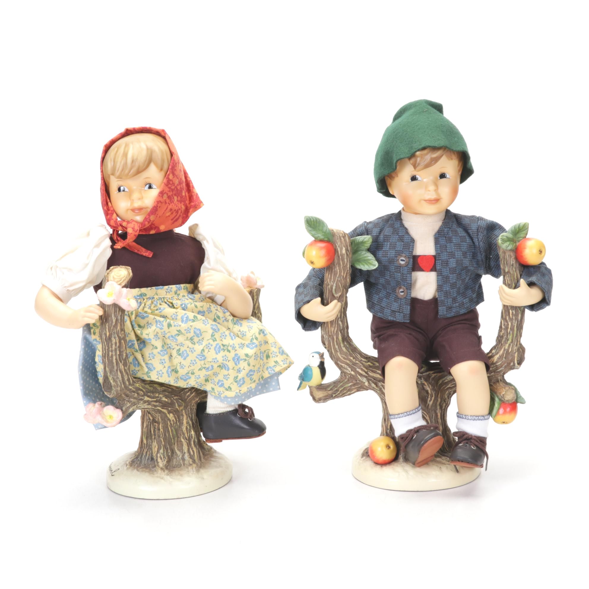 Goebel "Apple Tree Boy" and "Apple Tree Girl" Porcelain Hummel Dolls | EBTH