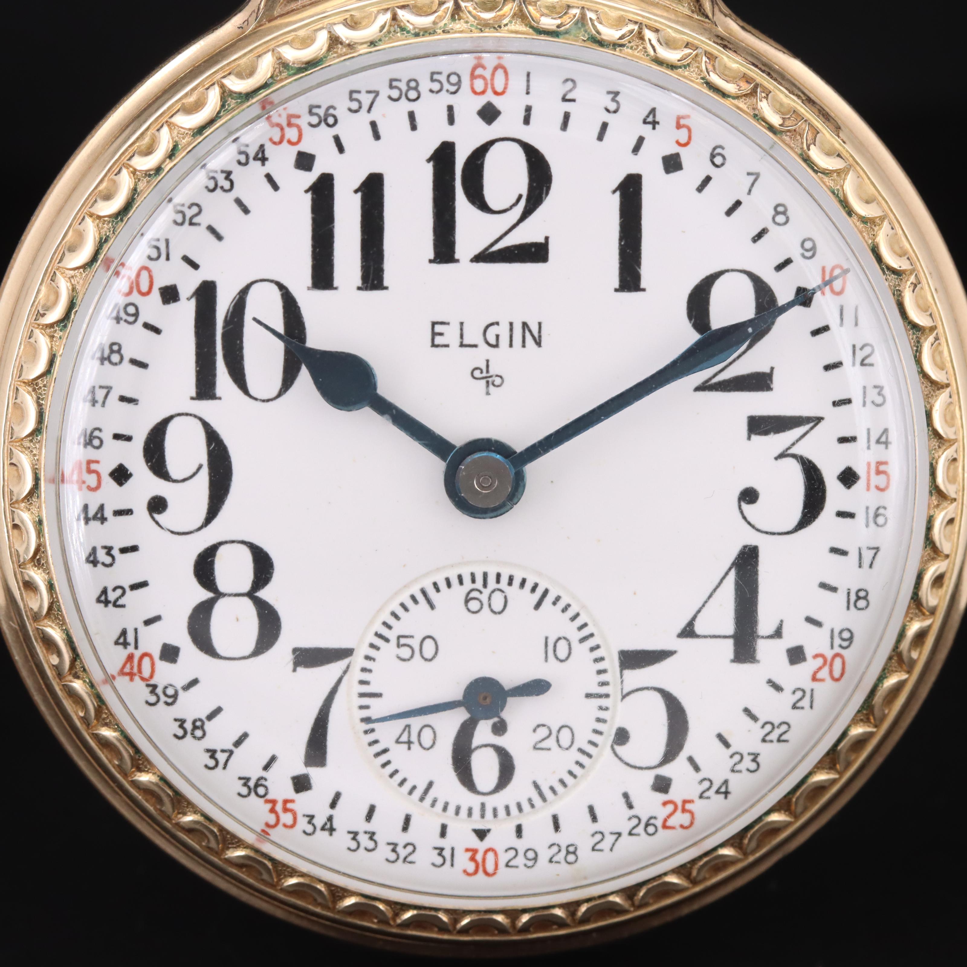 1950s Elgin Classic Montgomery Railroad Dial Pocket Watch | EBTH