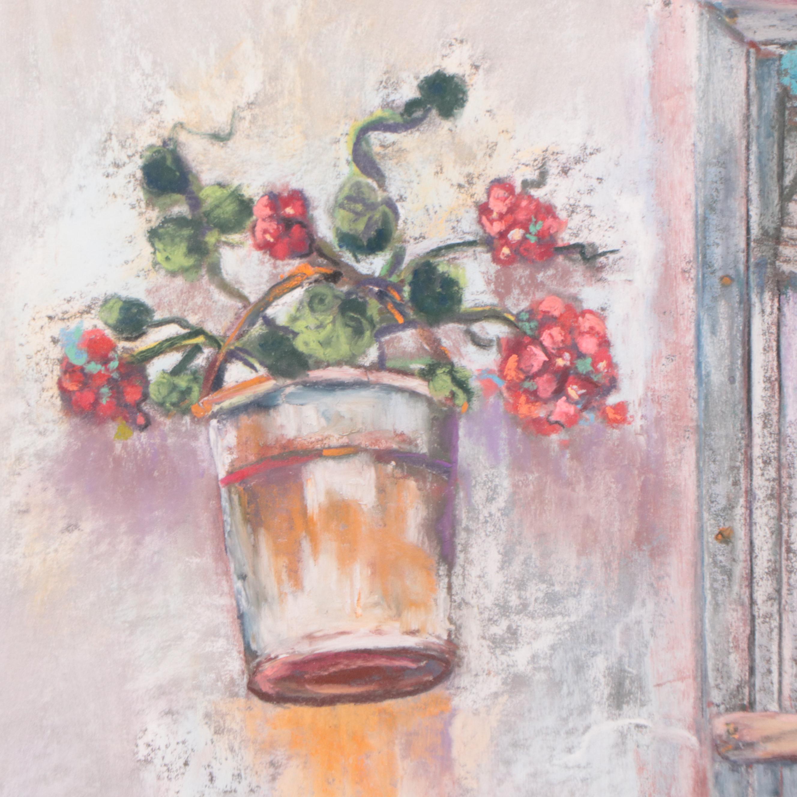 Jan Jackson Pastel Drawing of a Window with Plants | EBTH