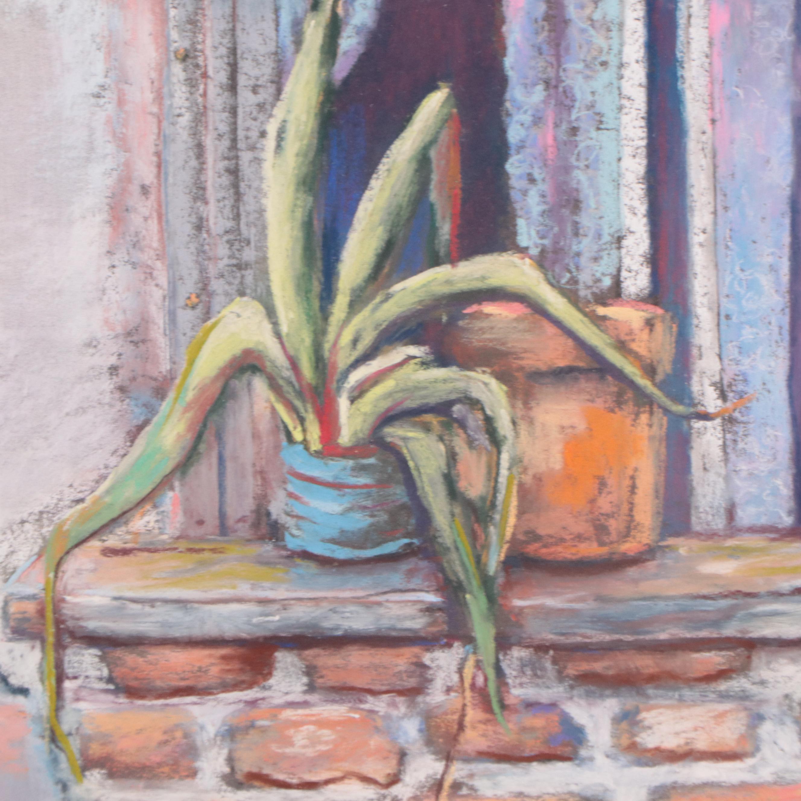Jan Jackson Pastel Drawing of a Window with Plants | EBTH