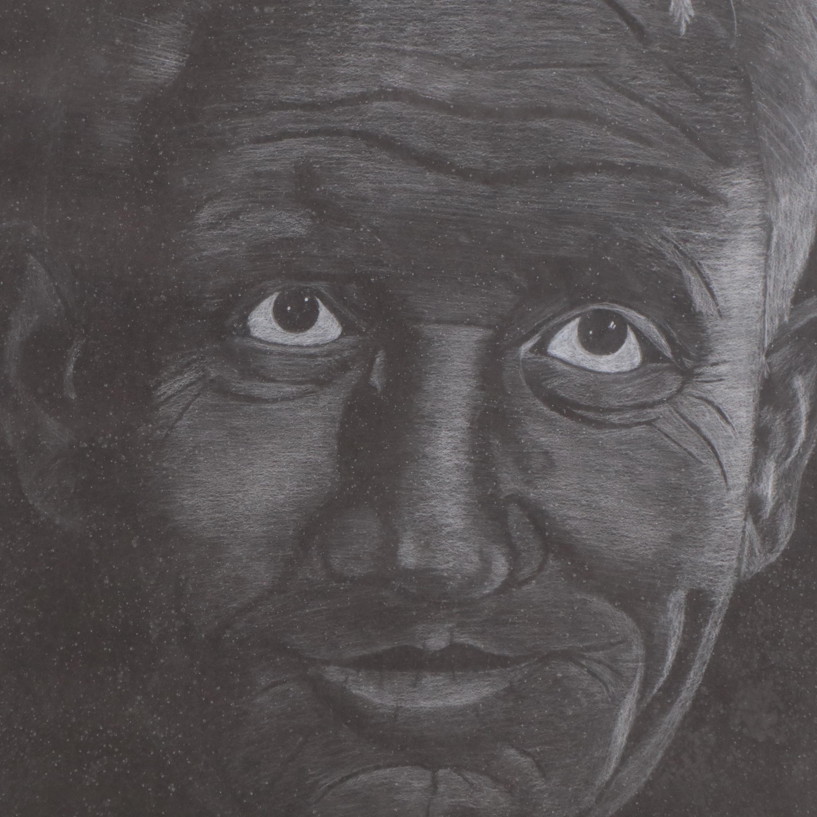 Kristine Withers Portrait of a Man Charcoal Drawing | EBTH