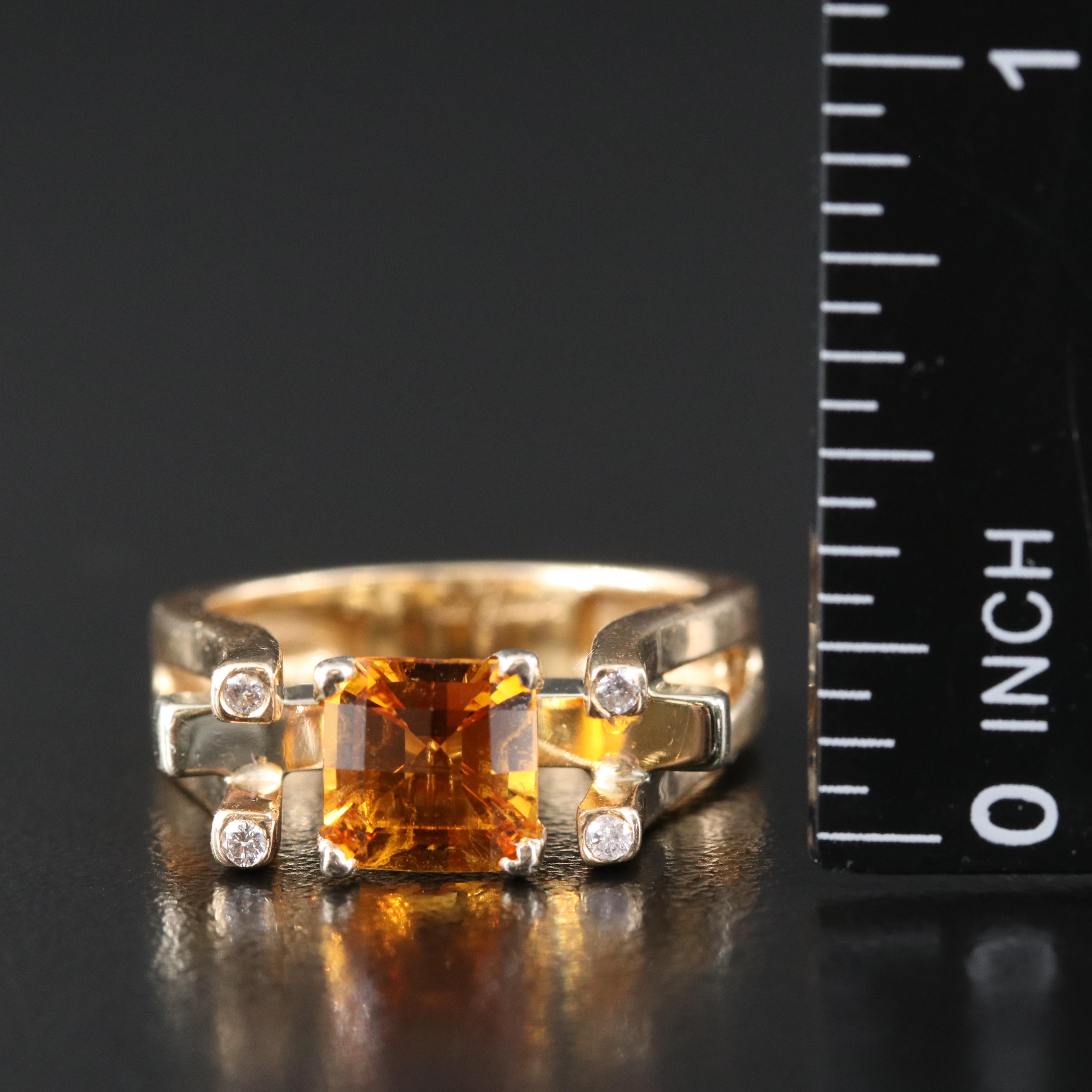 Vintage Frank Reubel Designs 14K Citrine and Diamond Ring | EBTH