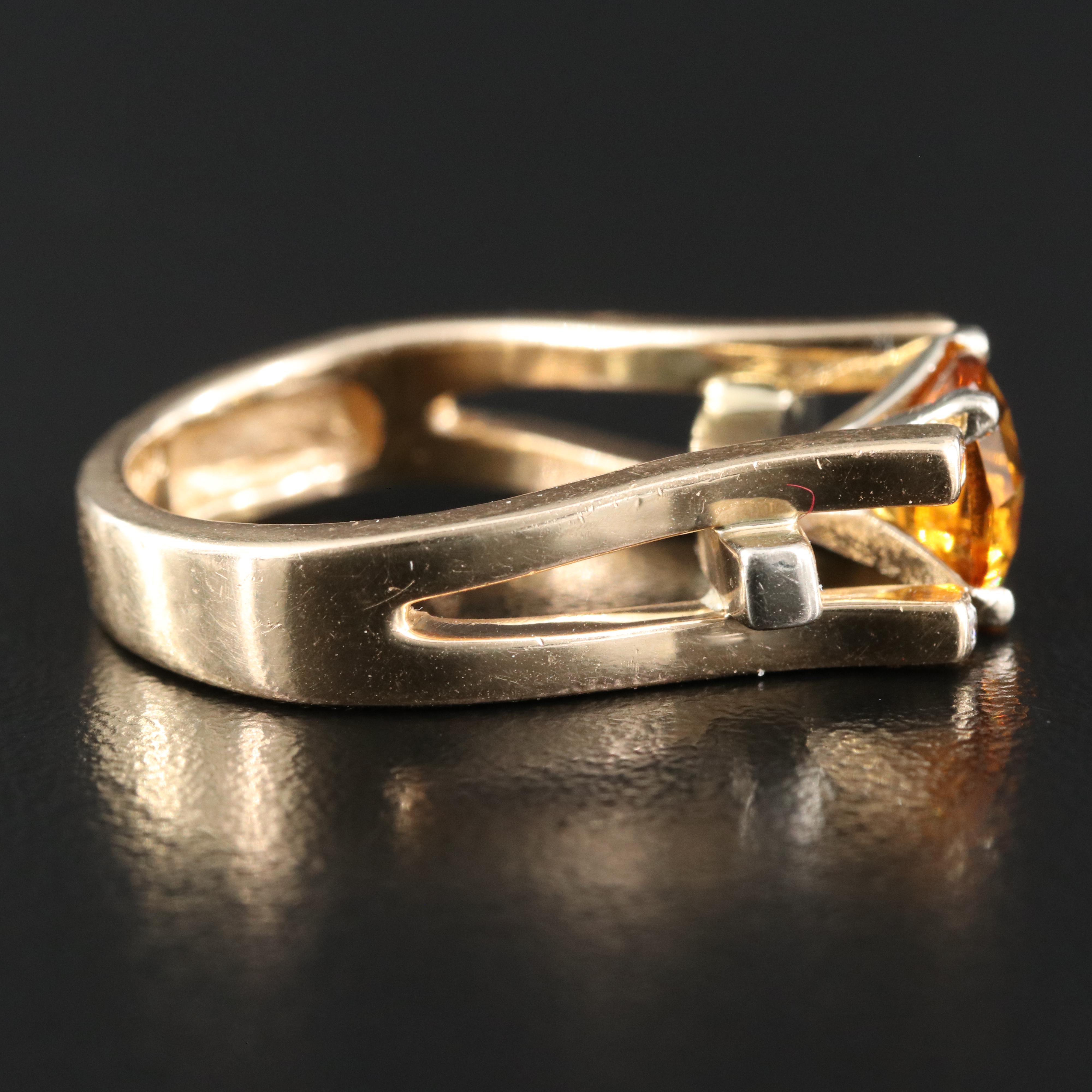 Vintage Frank Reubel Designs 14K Citrine and Diamond Ring | EBTH
