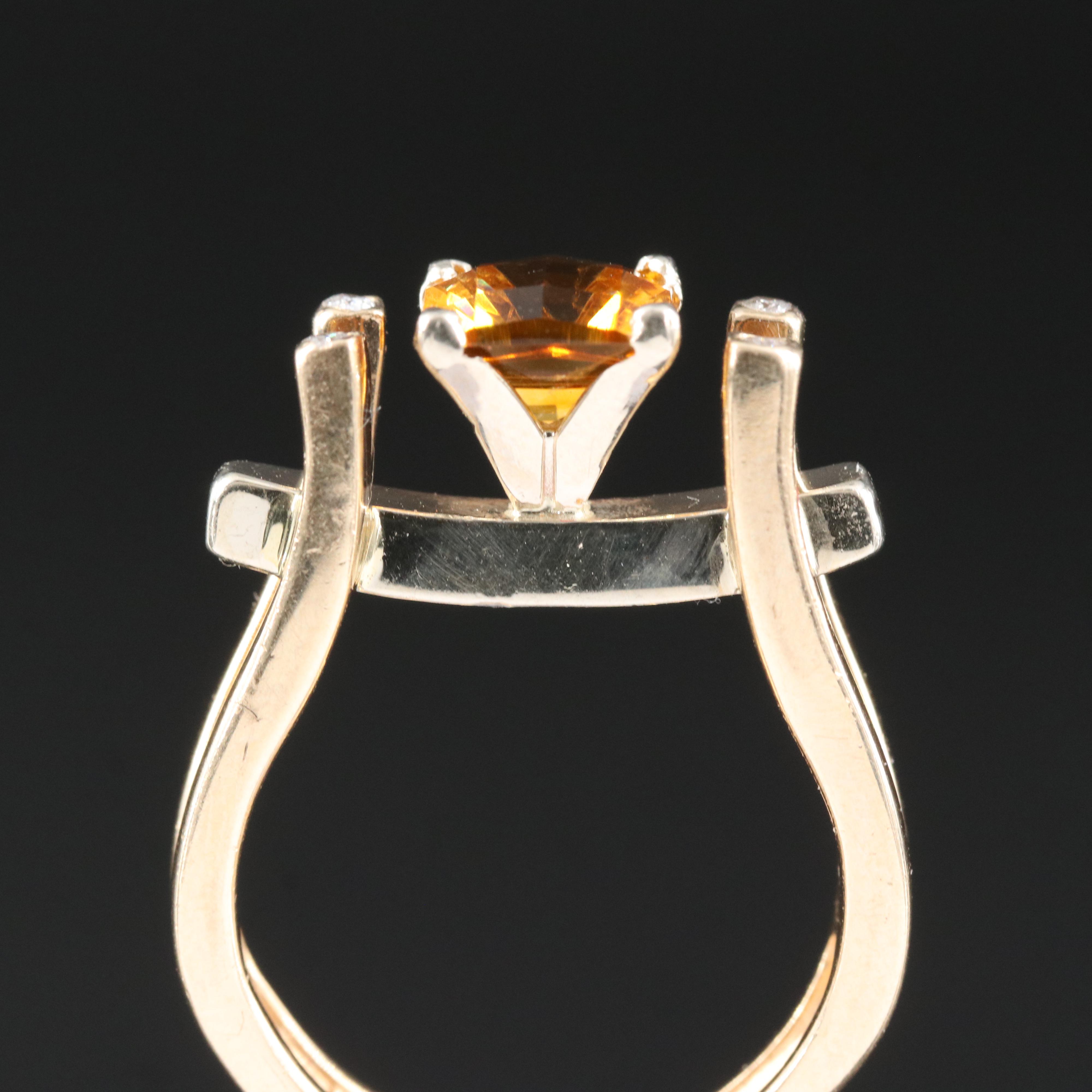 Vintage Frank Reubel Designs 14K Citrine and Diamond Ring | EBTH