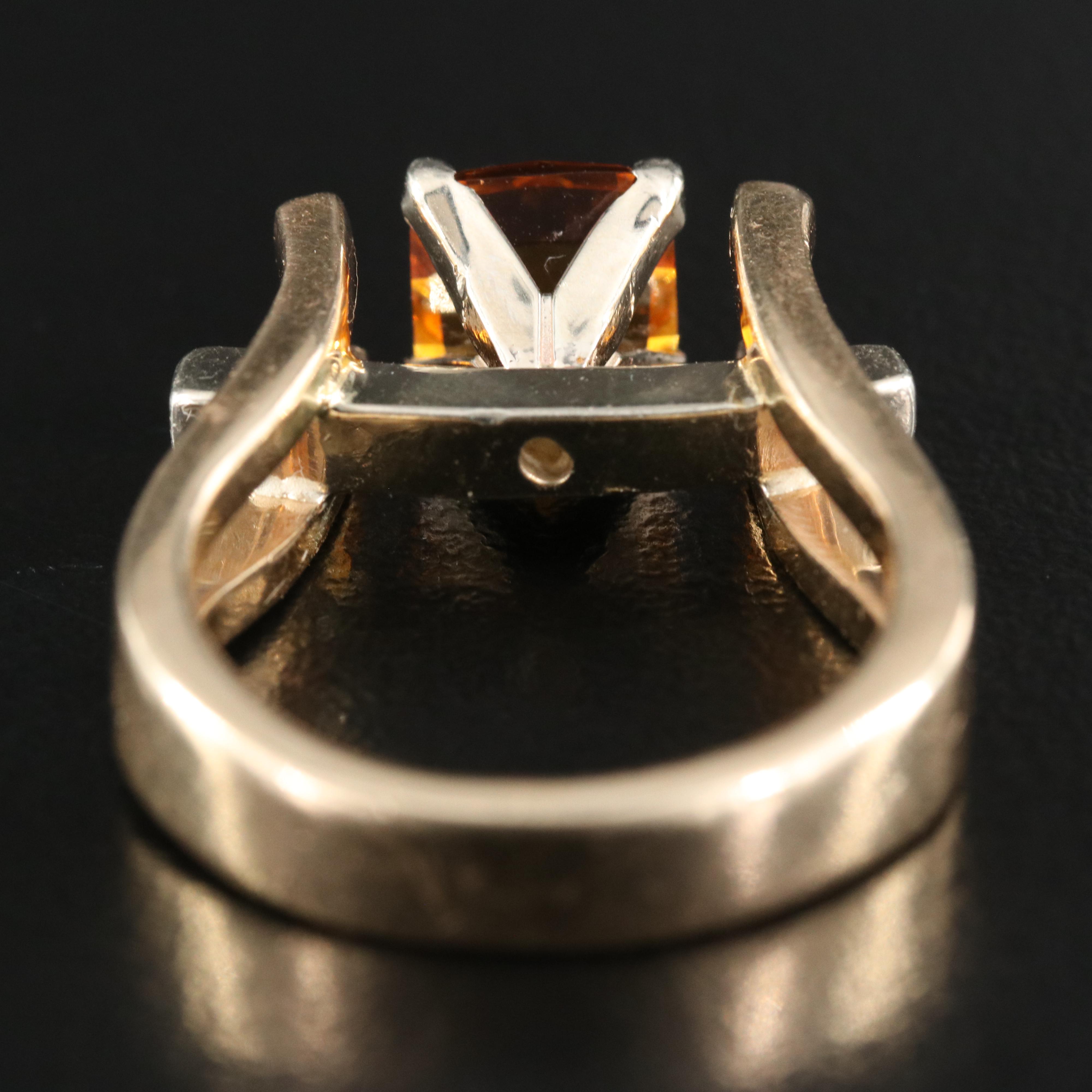 Vintage Frank Reubel Designs 14K Citrine and Diamond Ring | EBTH