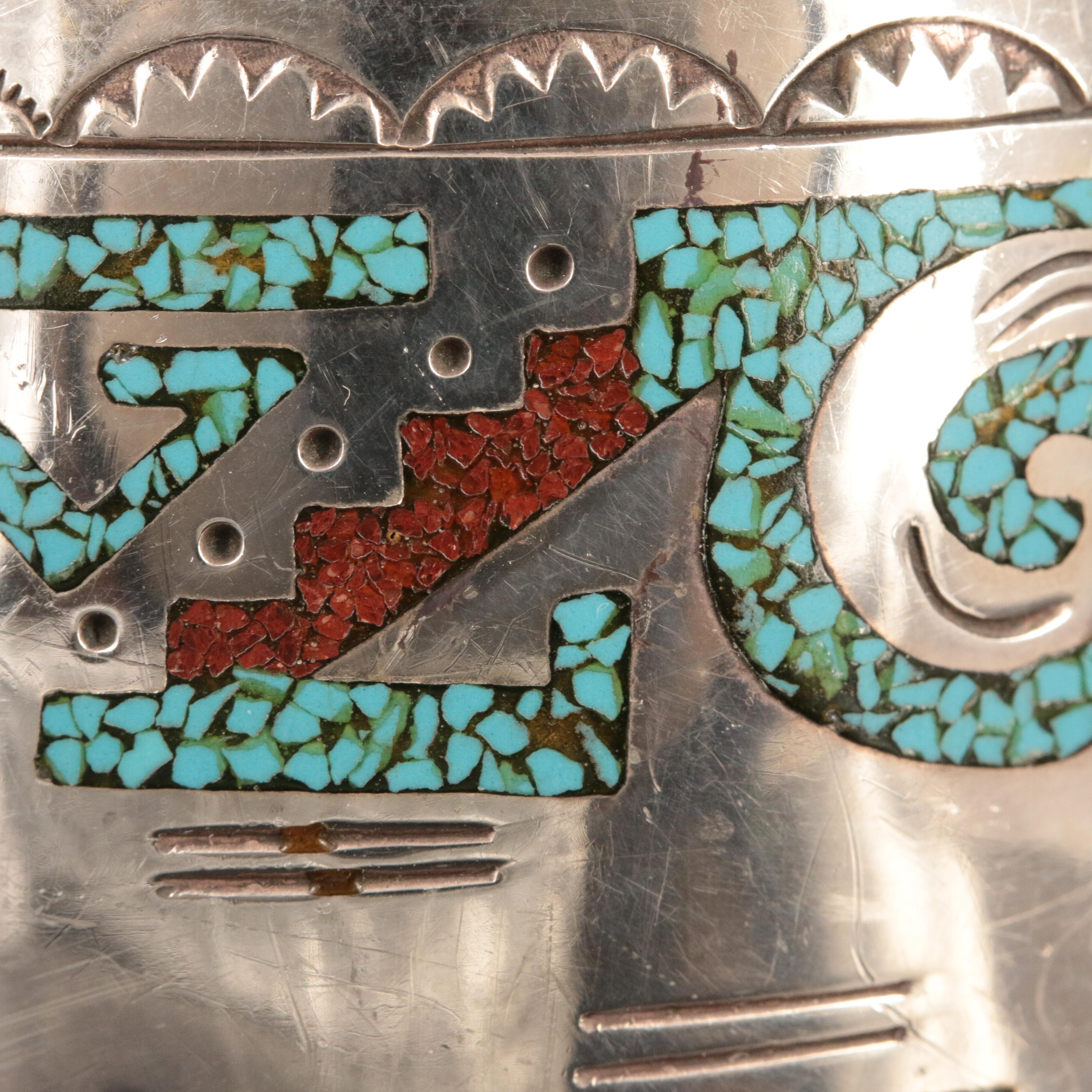 Cester Charley Navajo Sterling Mosaic Stone Inlay Cuff | EBTH