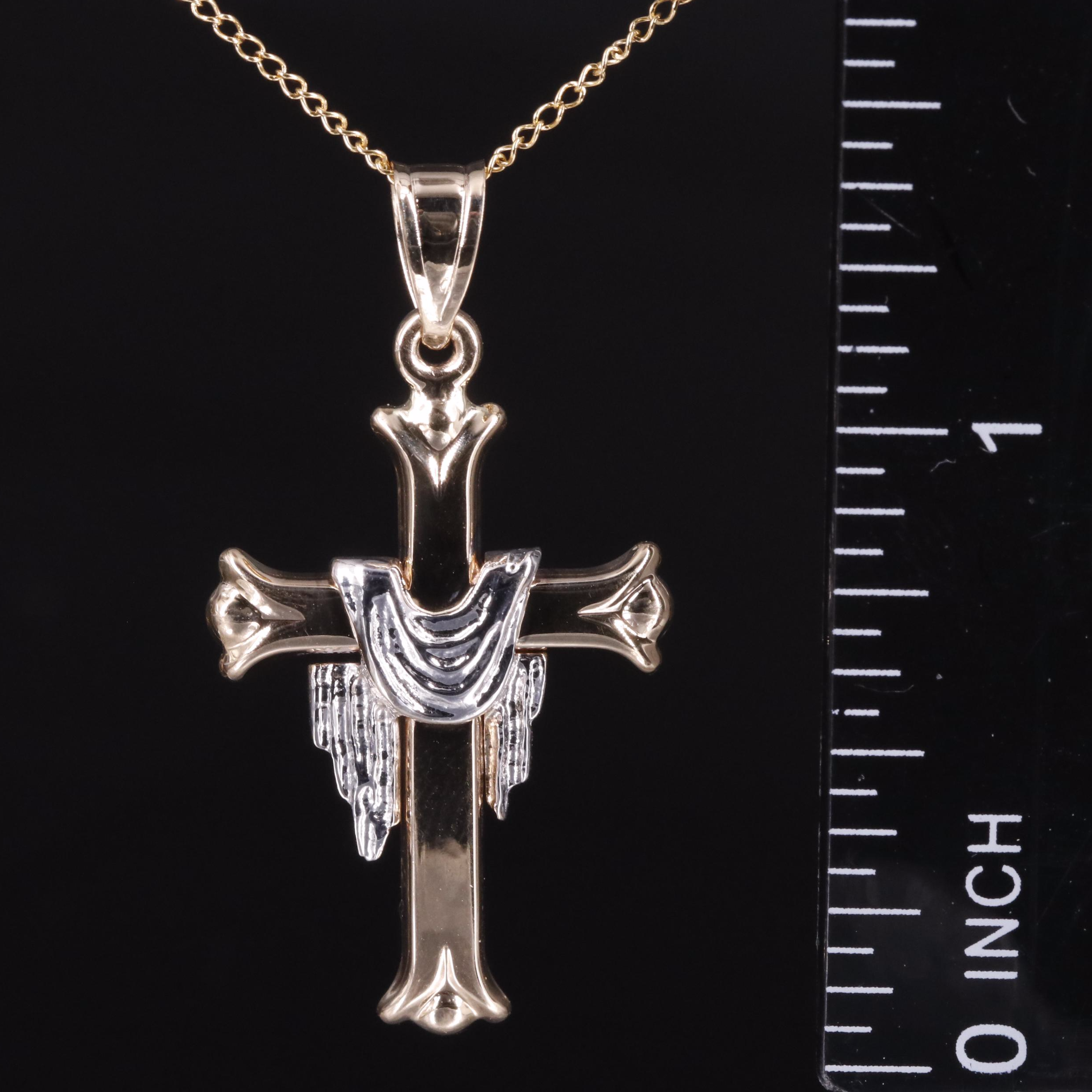 14K Two Tone Cross Pendant Necklace | EBTH