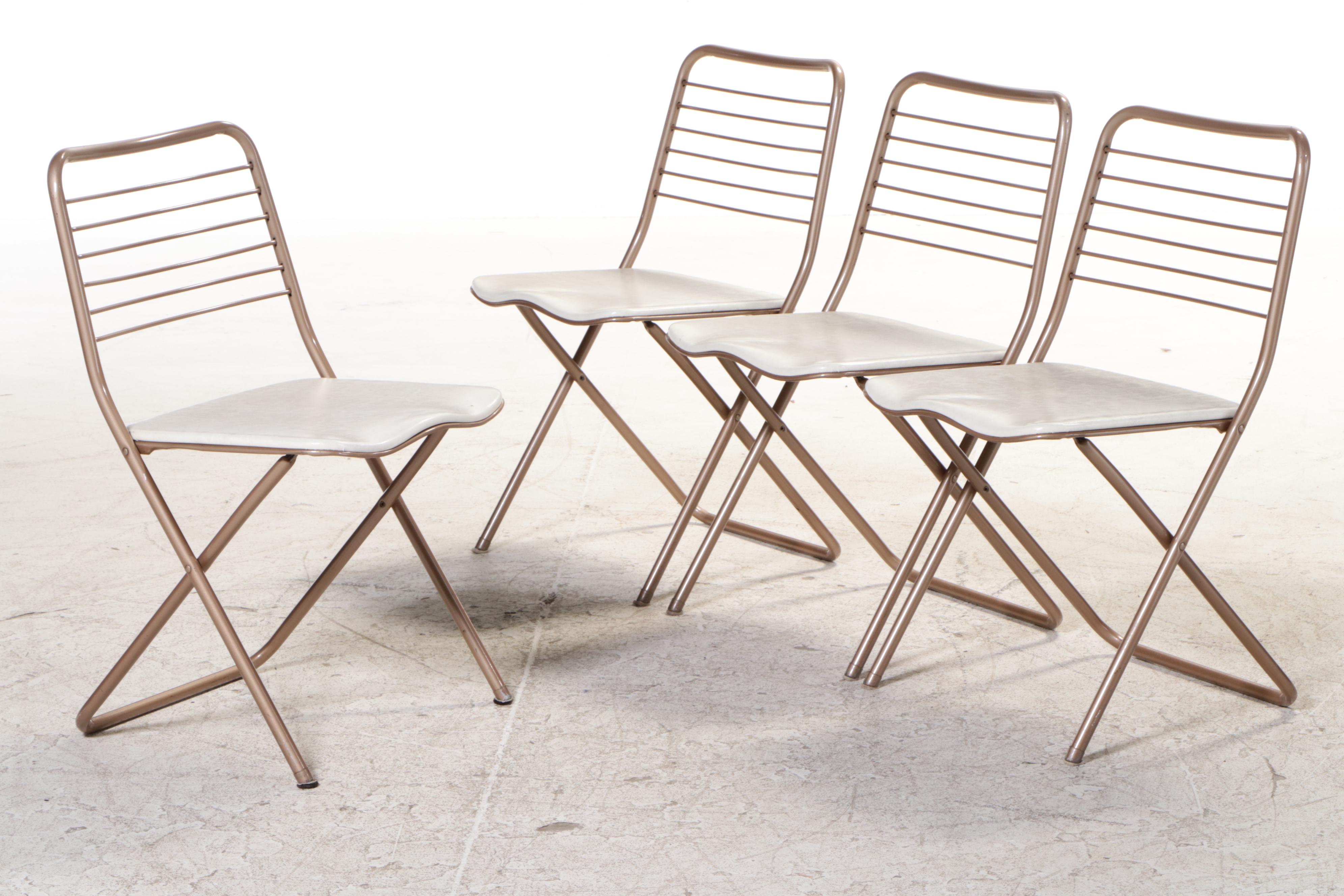 Cosco Stylaire Mid Century Modern Metal and Vinyl Card Table and Chairs ...