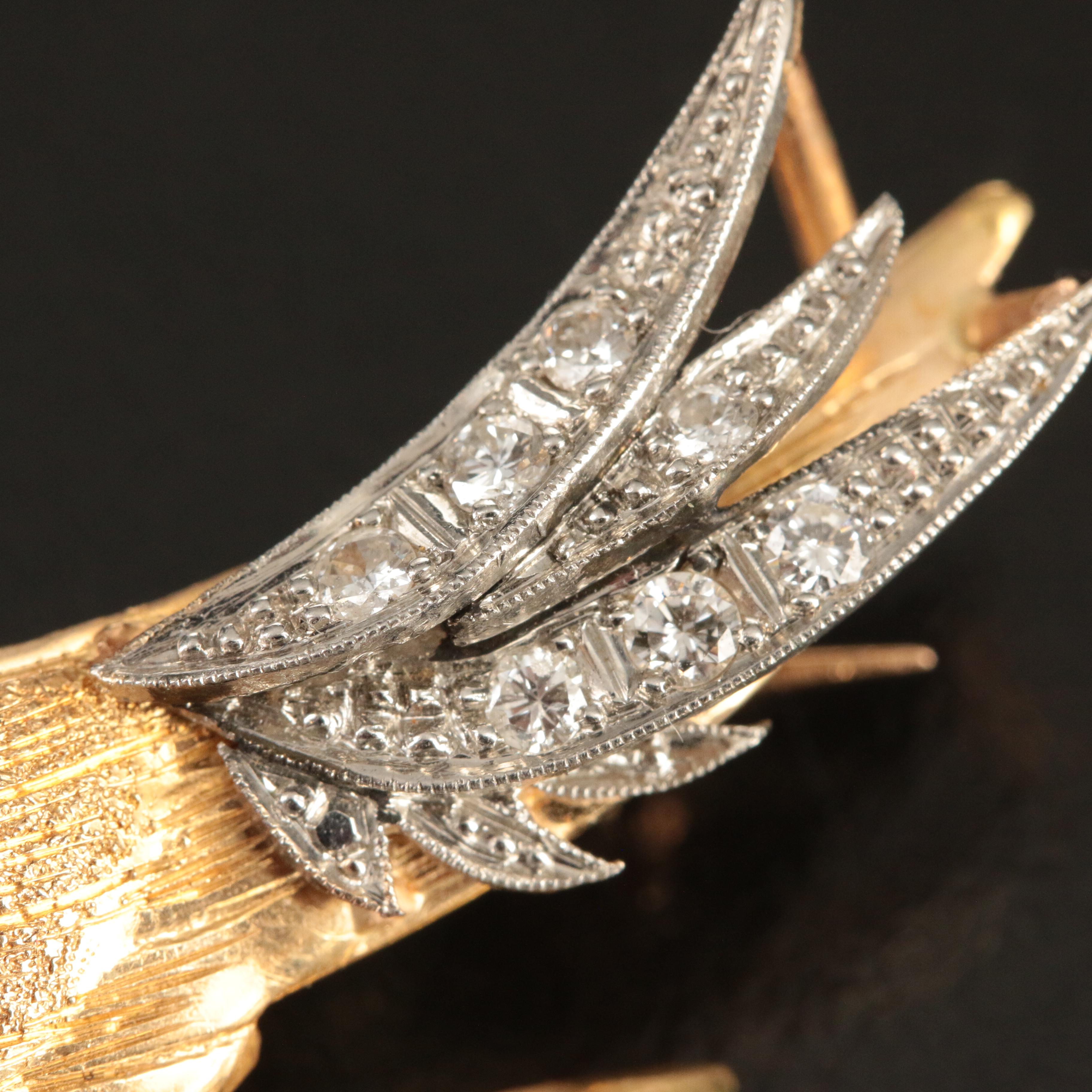 Vintage 18K Diamond and Ruby Crane Converter Brooch with Platinum ...