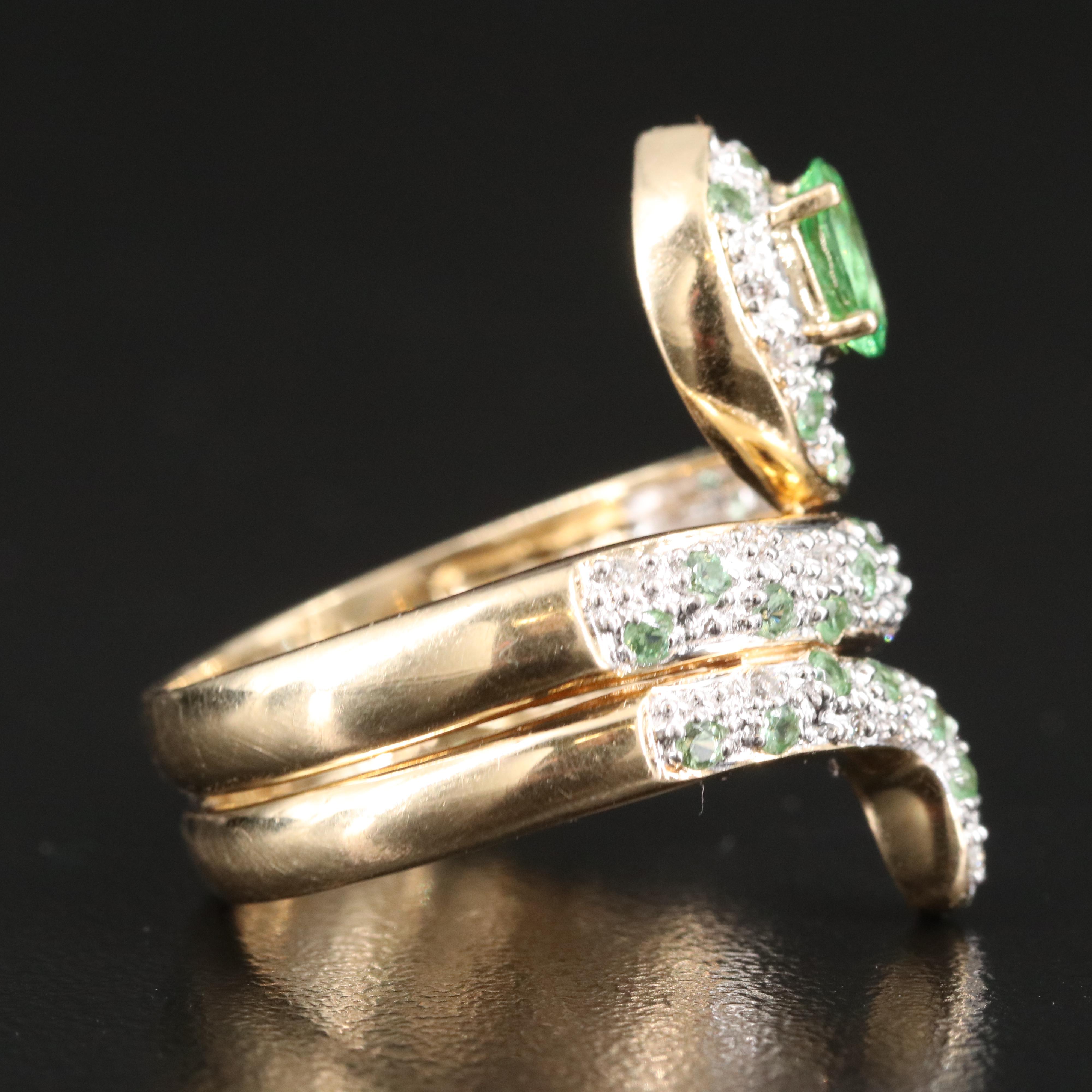 14K Peridot and Diamond Snake Ring | EBTH