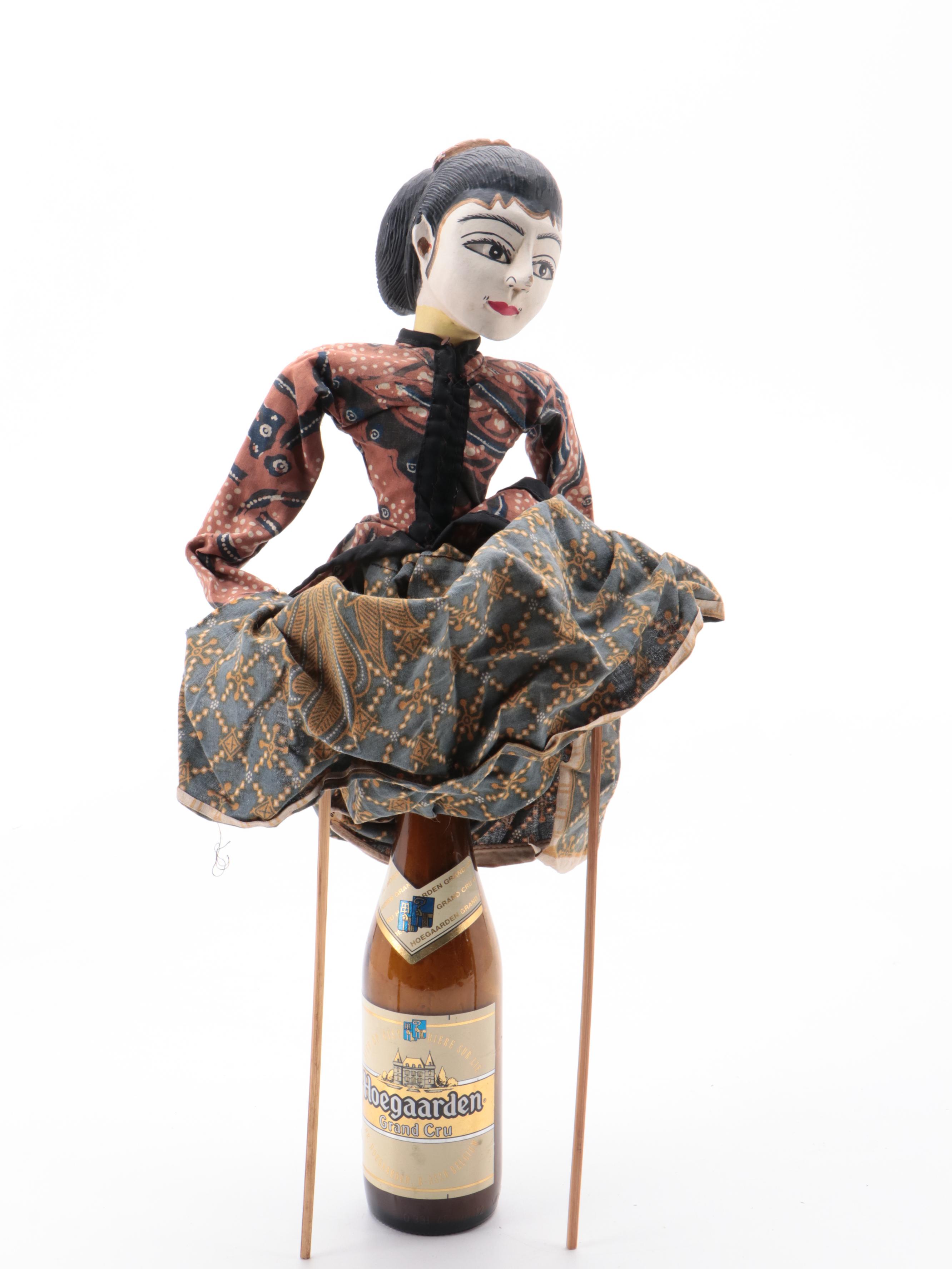 Indonesian Wayang Golek Polychrome Painted Carved Wood Stick Puppets | EBTH