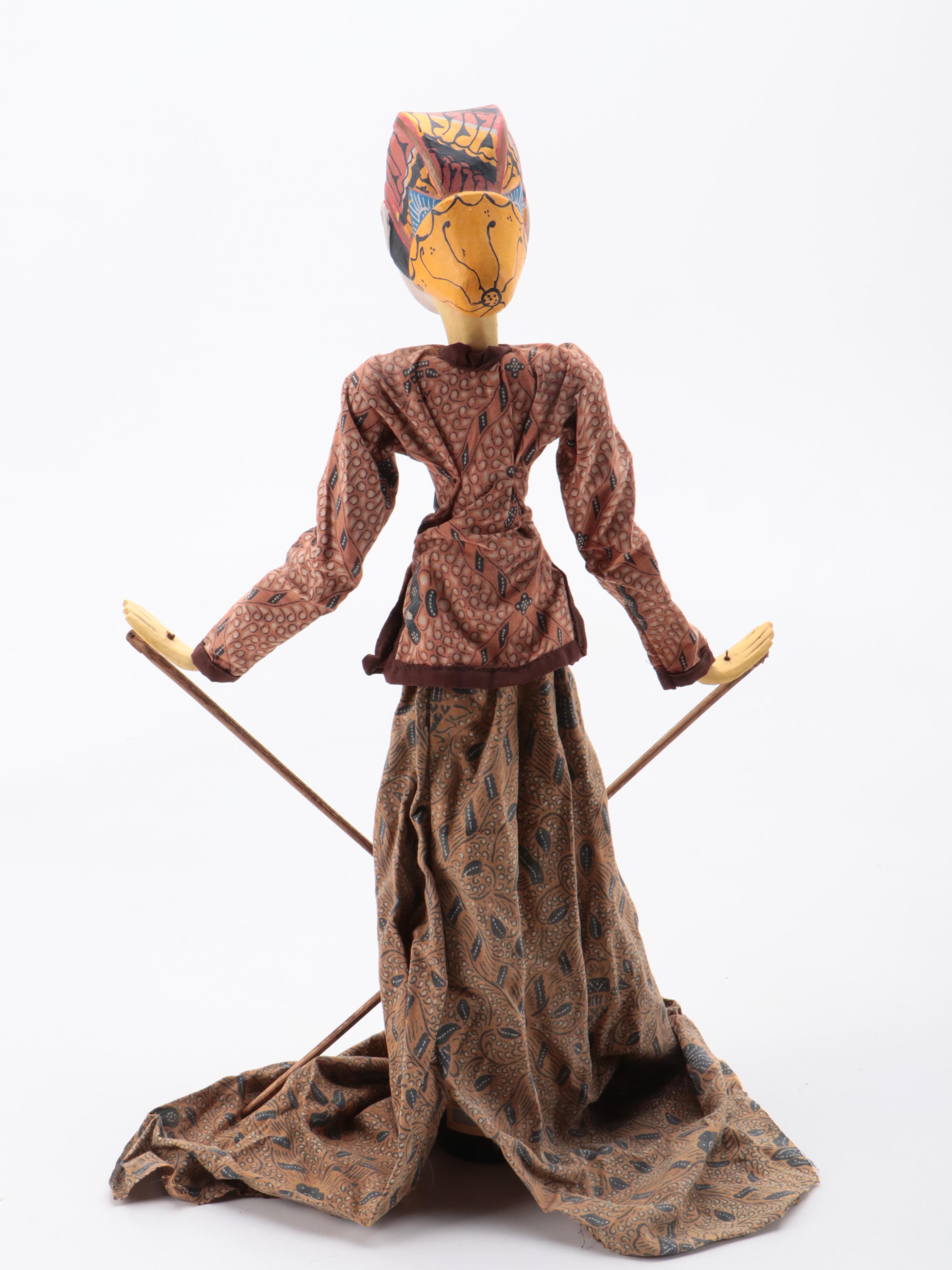 Indonesian Wayang Golek Polychrome Painted Carved Wood Stick Puppets | EBTH