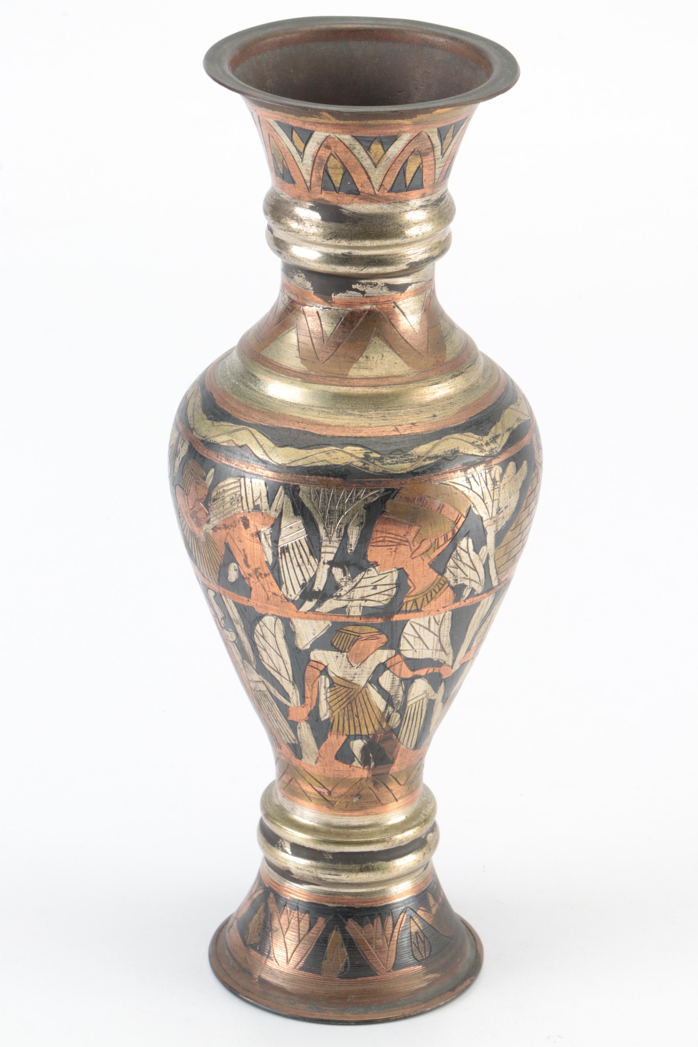 Egyptian Style Vase with Shiva Letter Opener and Other Decor Items | EBTH