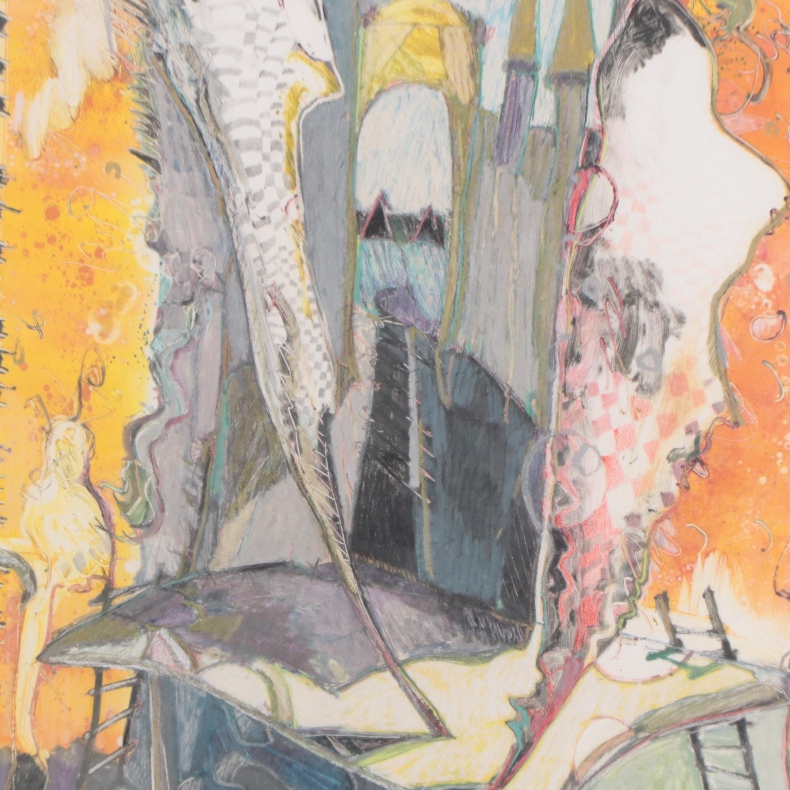 Susan Naylor Mixed Media Painting "Stage Fright," 1987 | EBTH