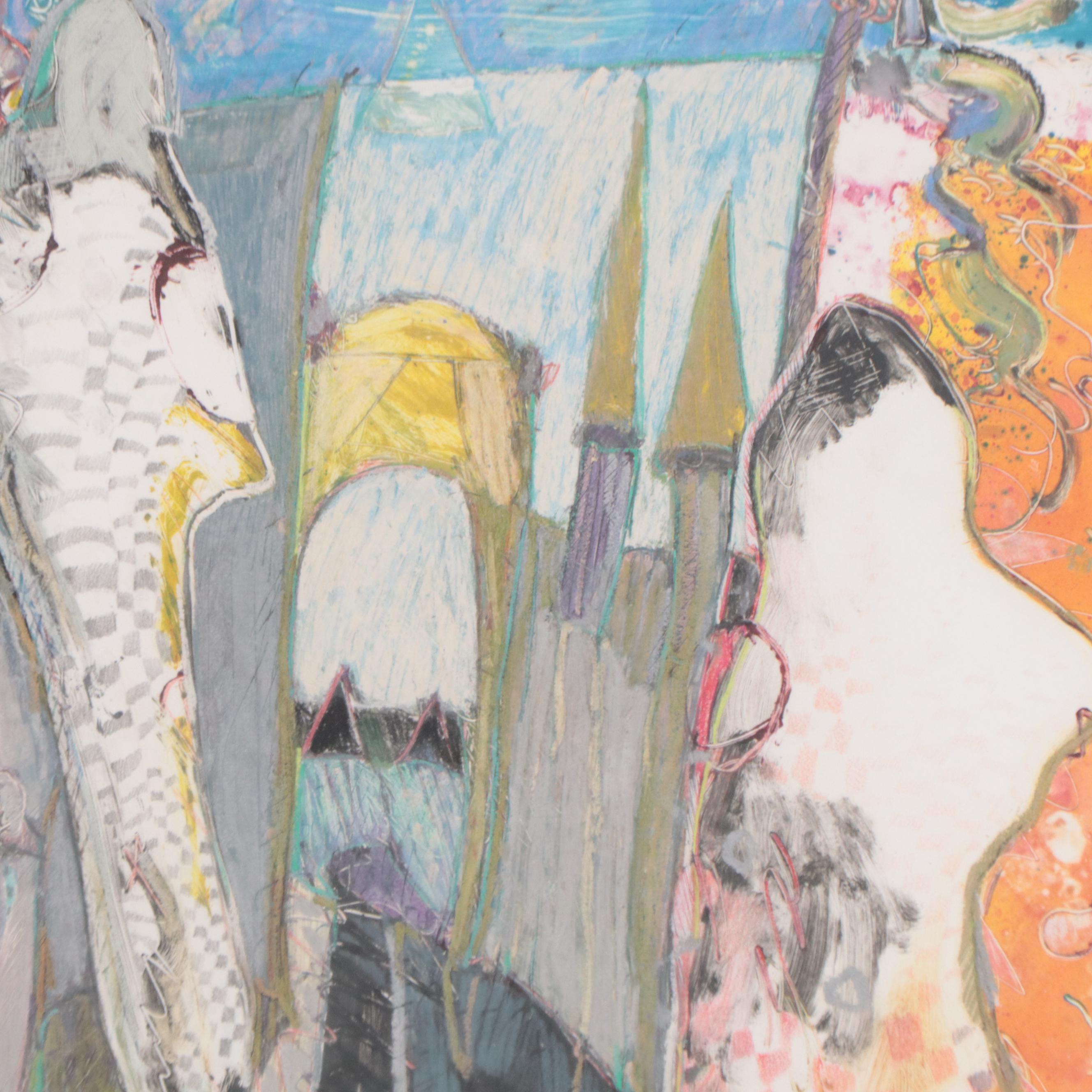 Susan Naylor Mixed Media Painting "Stage Fright," 1987 | EBTH