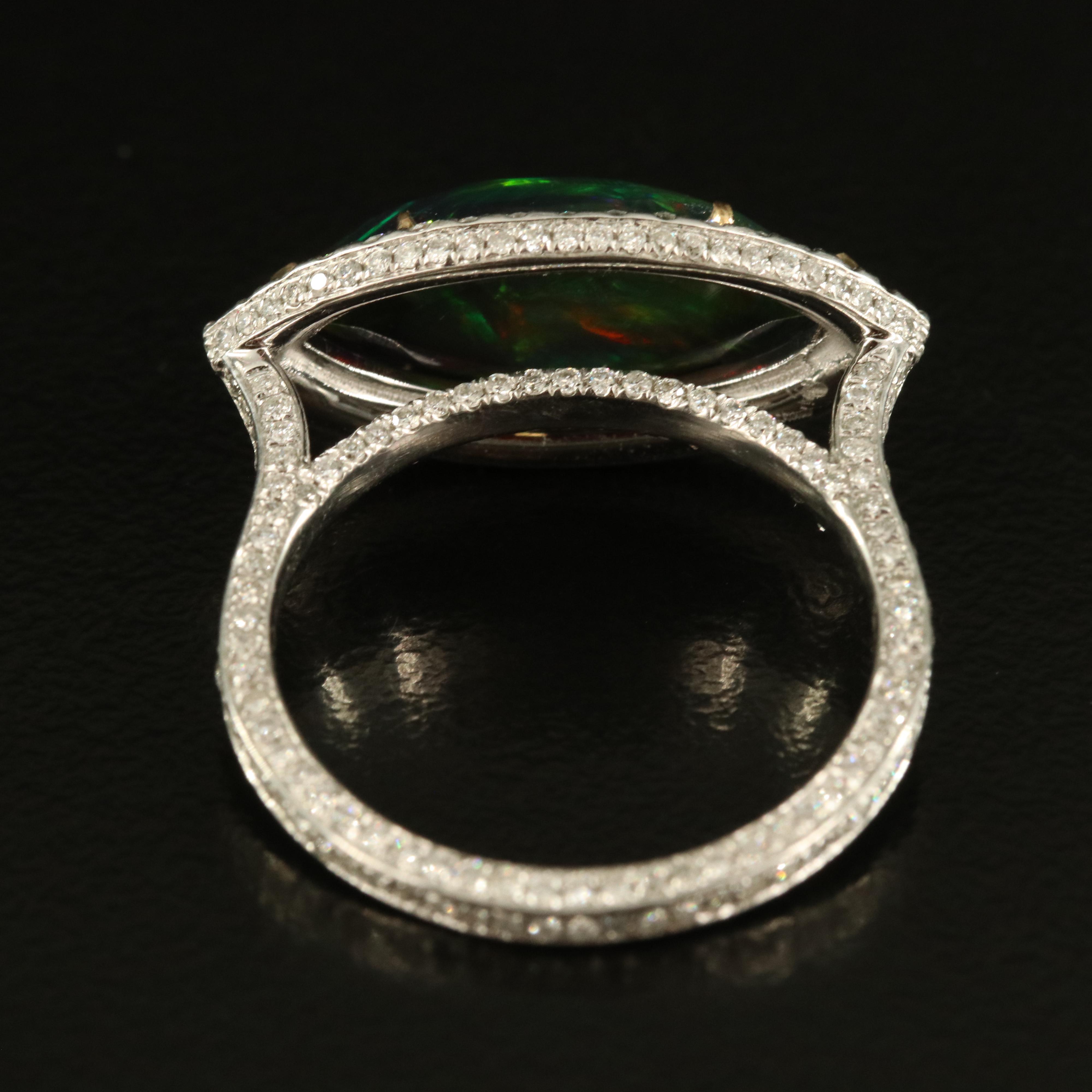 Platinum Black Opal and 1.06 CTW Diamond East-West Ring with 18K Rose Gold | EBTH