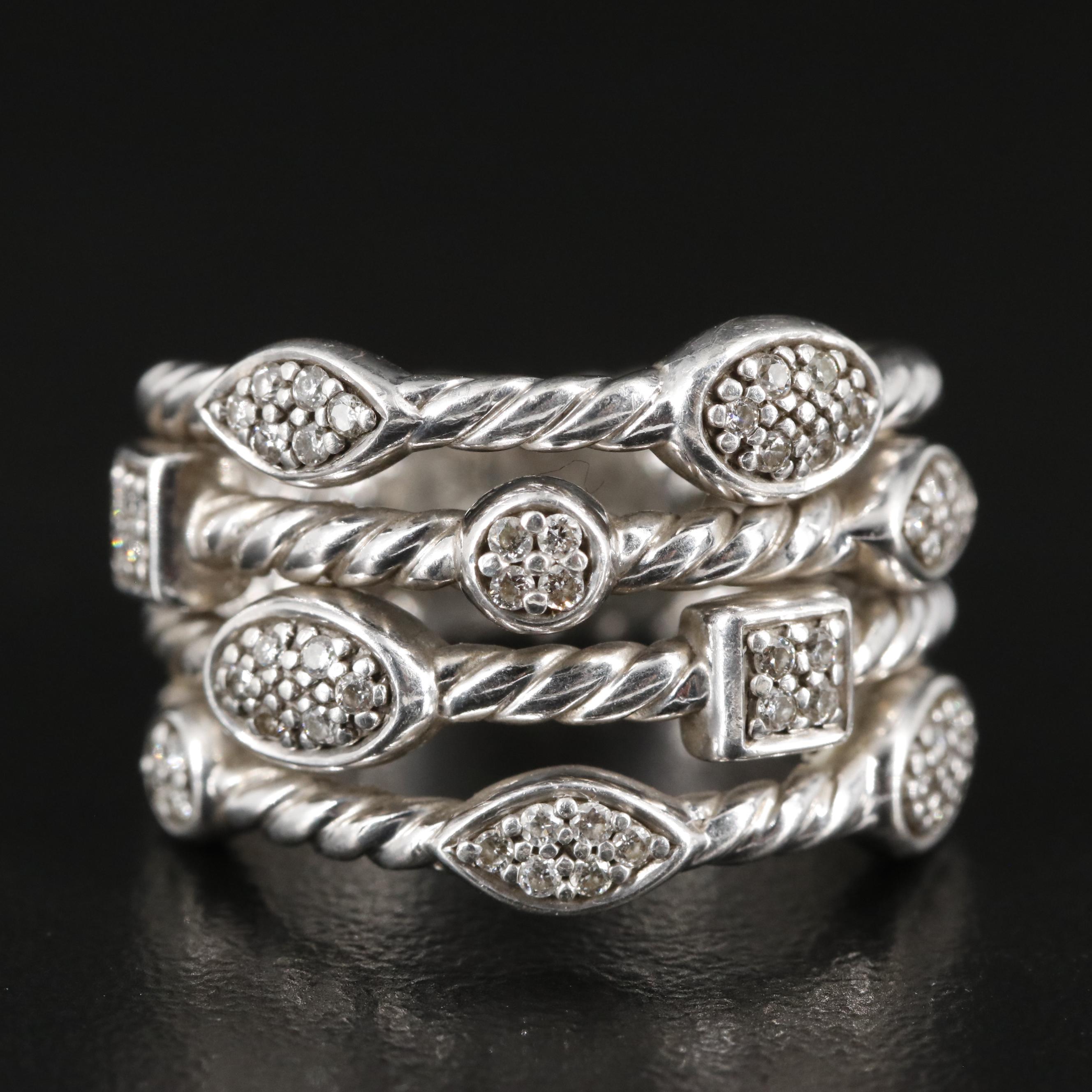David Yurman Confetti Sterling and Diamond Ring | EBTH