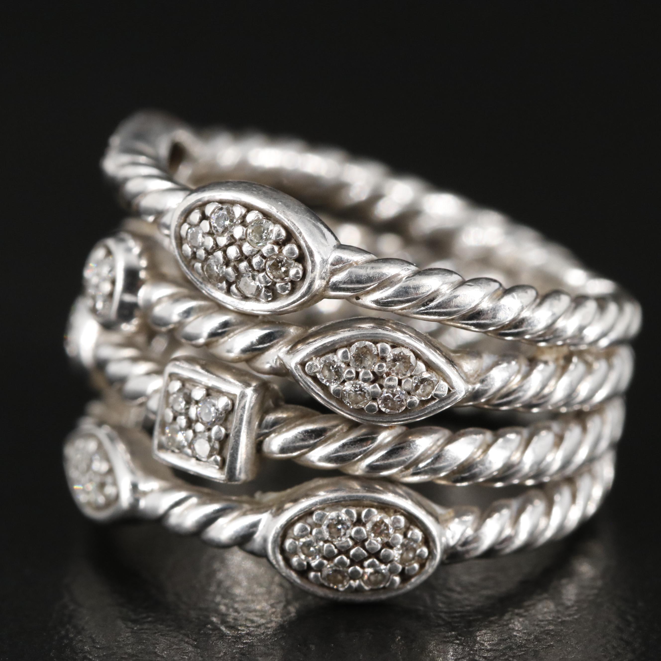 David Yurman Confetti Sterling and Diamond Ring | EBTH