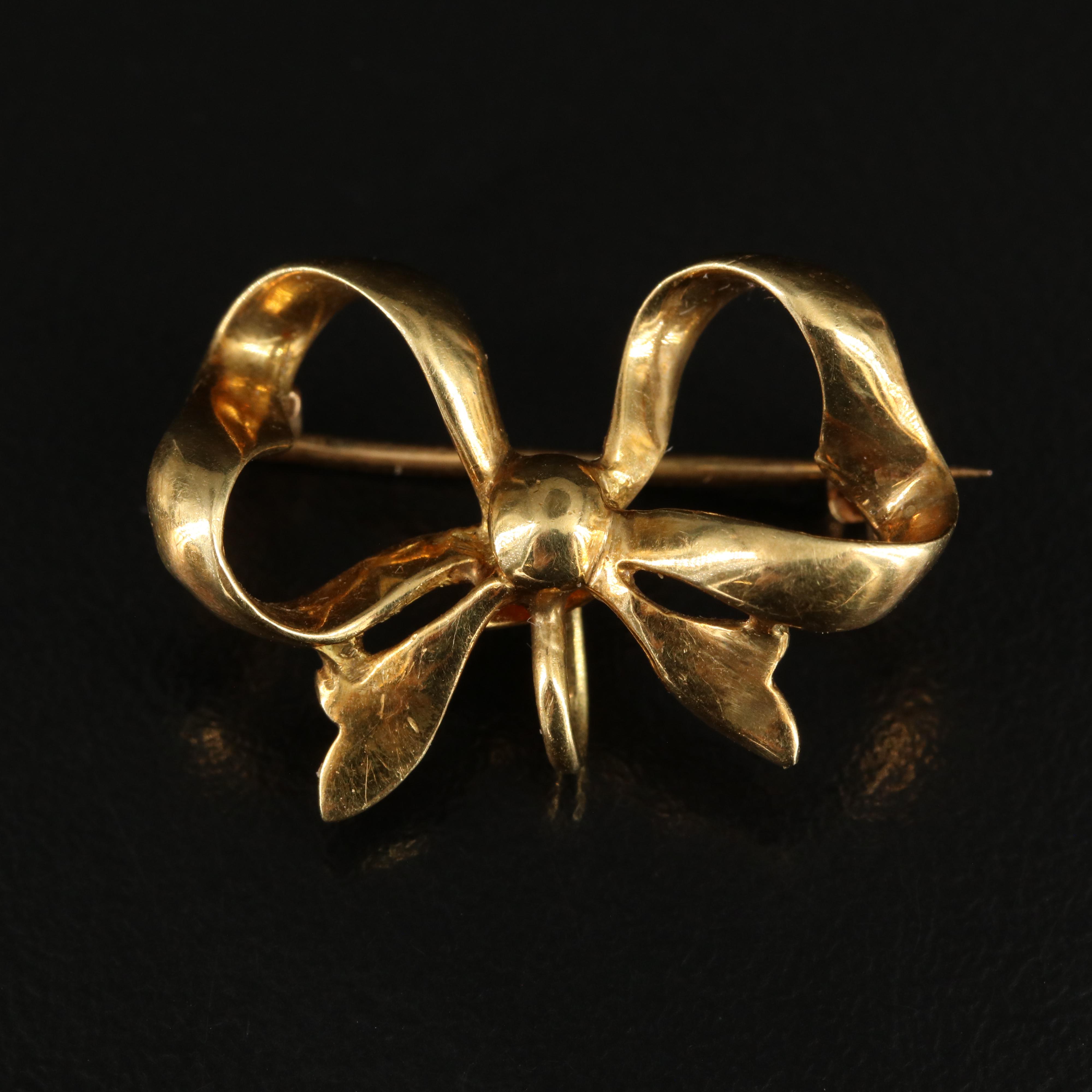 Tiffany & Co. 18K Bow Watch Pin, 19K and 10K Rose Gold Heart and Bow ...