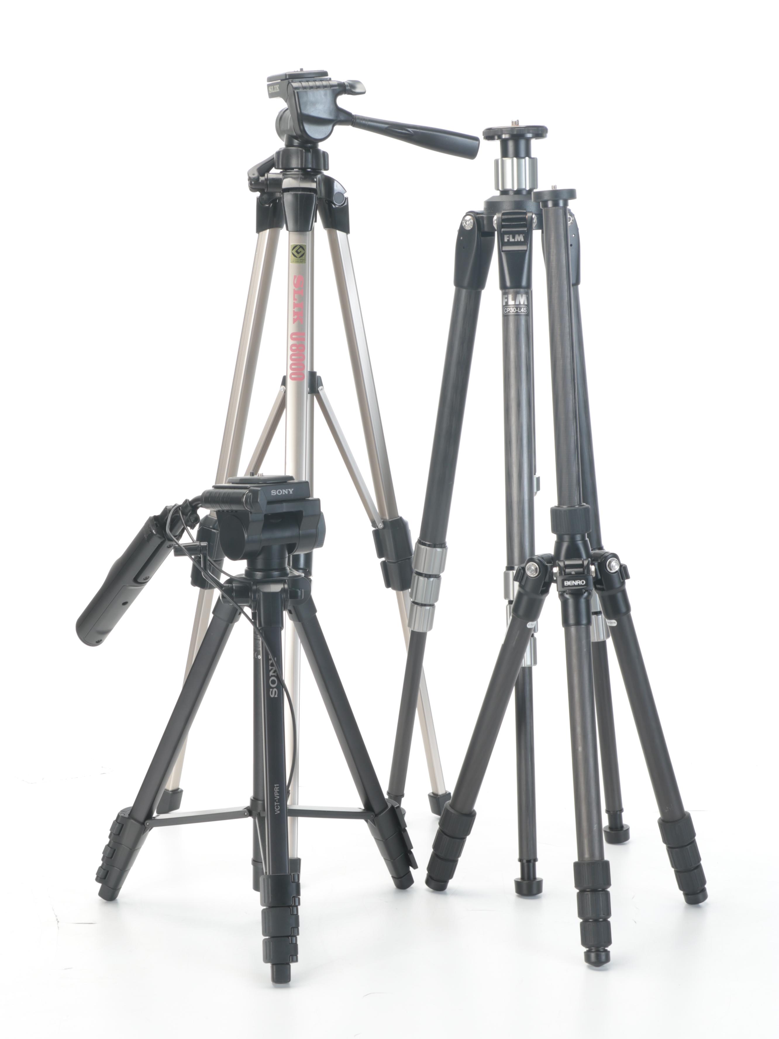Slik U8000, FLM CP30-L4S and Sony Camera Tripods with Carying Cases | EBTH