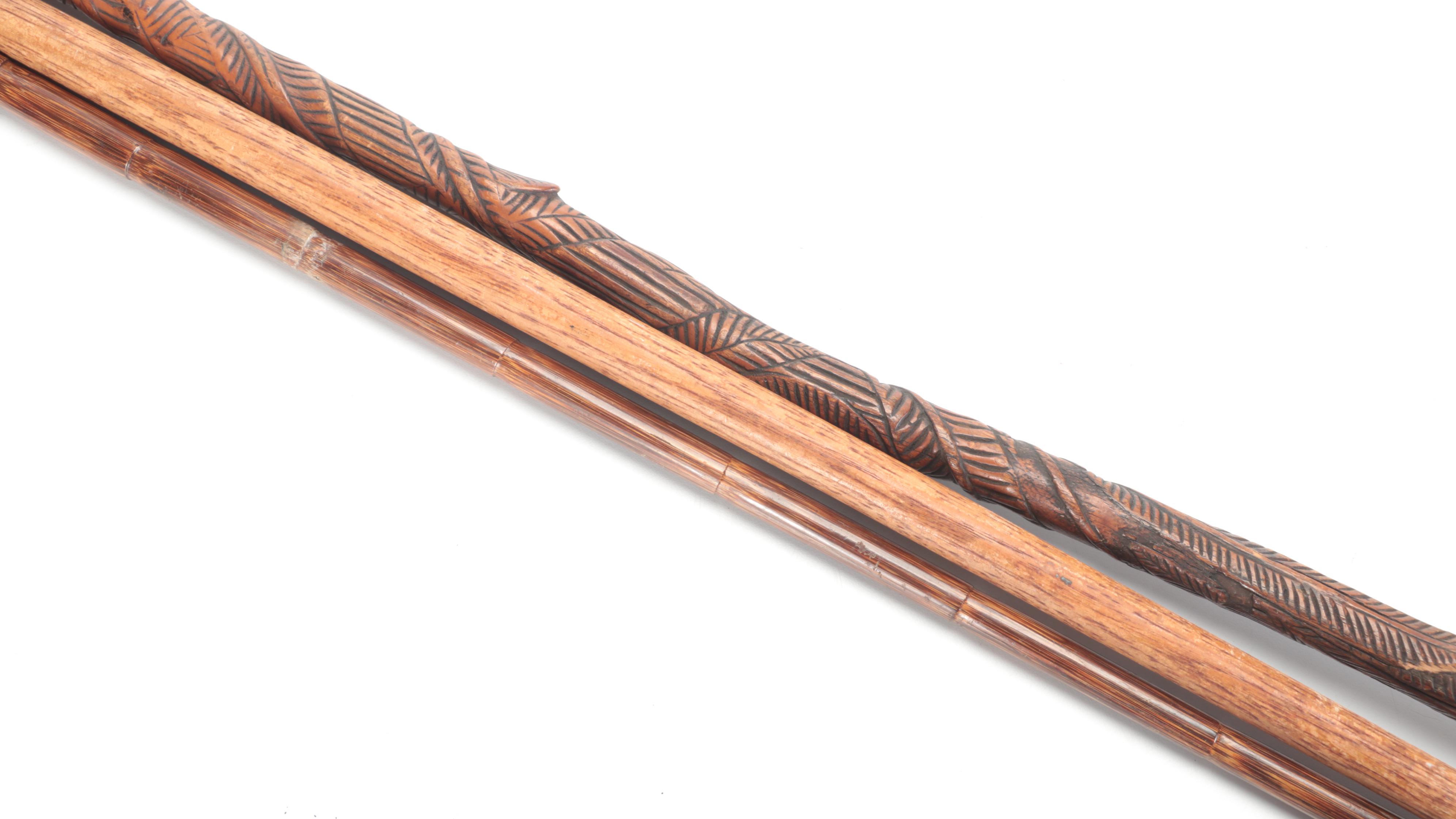 Mexican and Other Hook Handled Wooden Canes and Walking Stick | EBTH