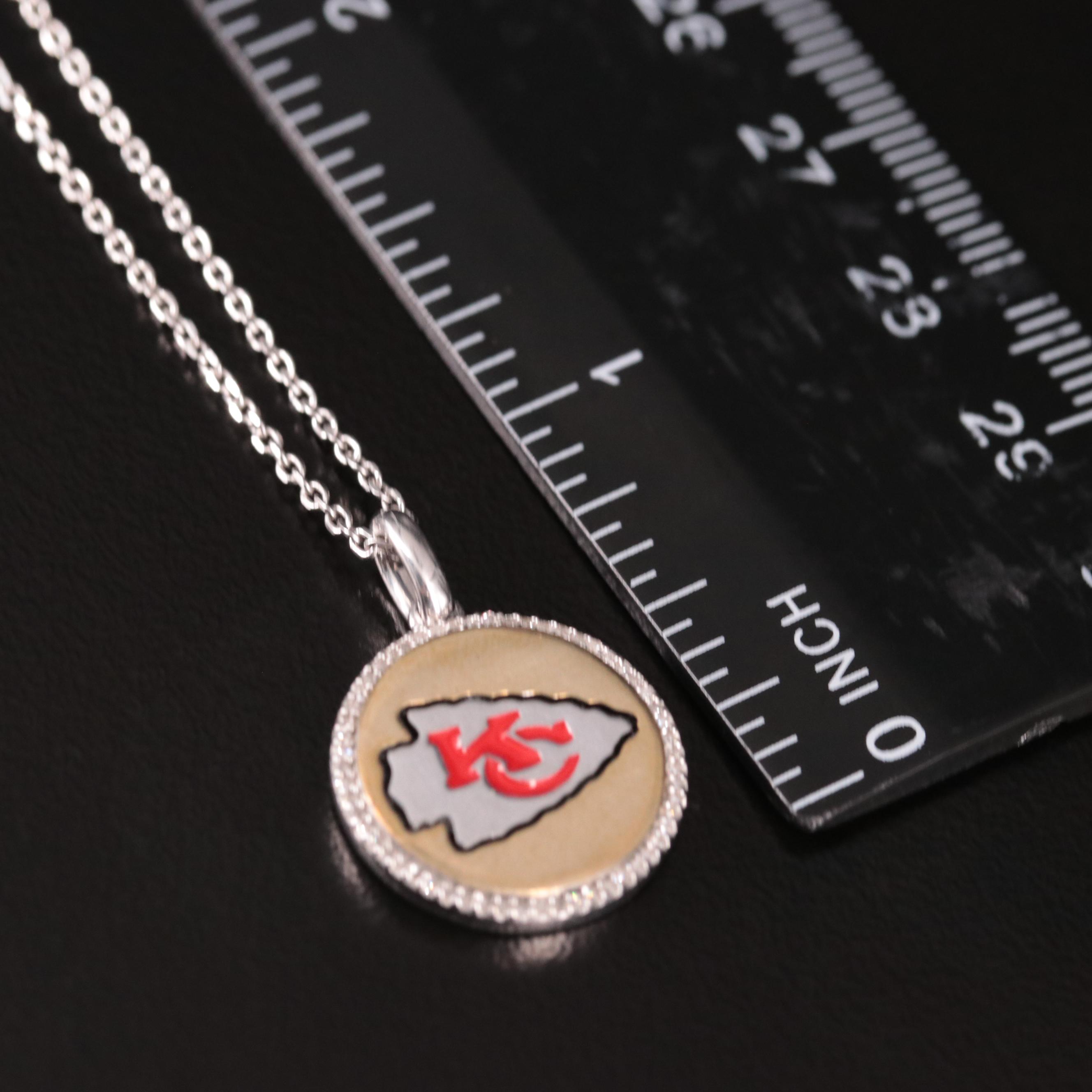 Sterling Diamond Kansas City Chiefs Round Logo Pendant Necklace with ...