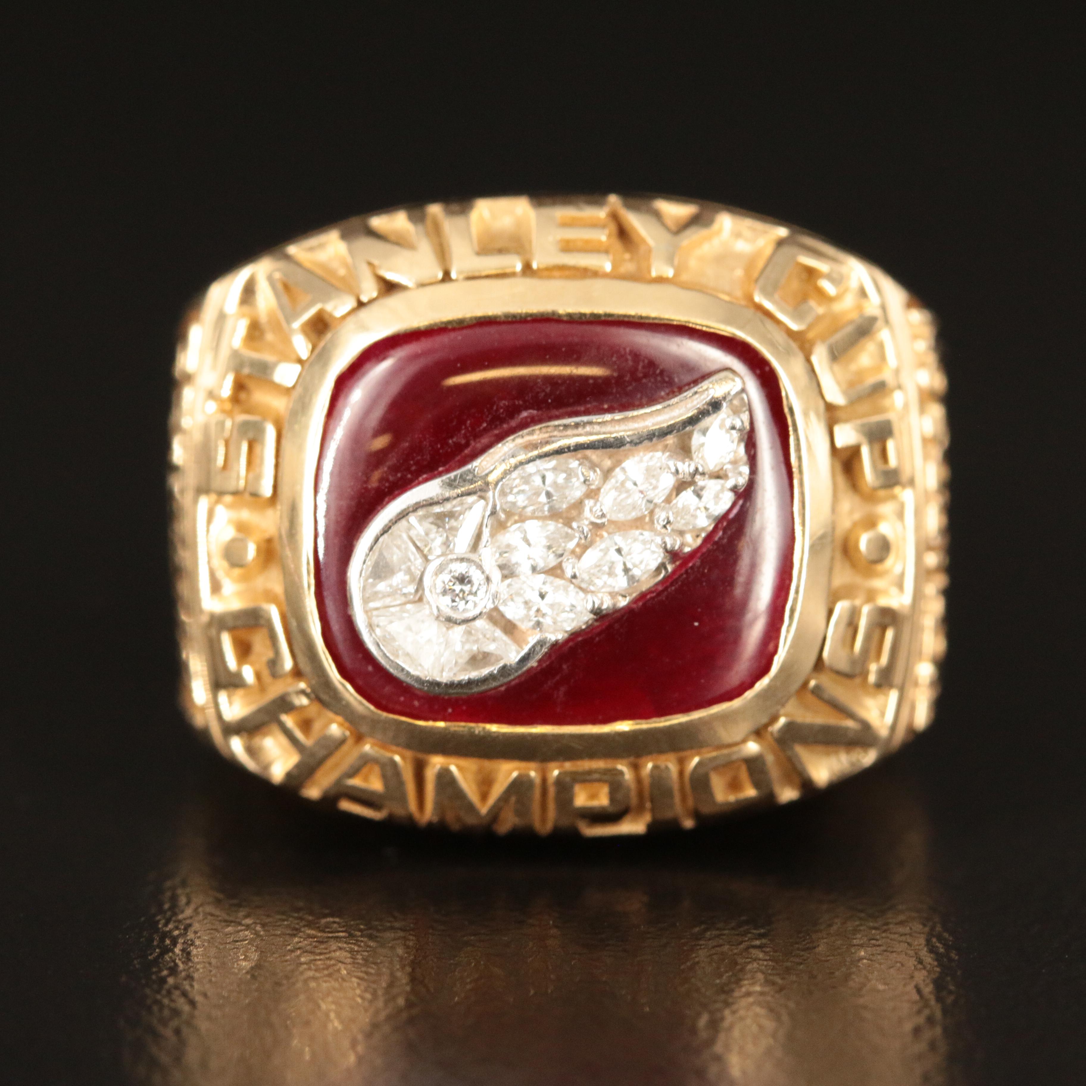 14K Diamond and Ruby Stanley Cup Champions Detroit Redwings Ring | EBTH