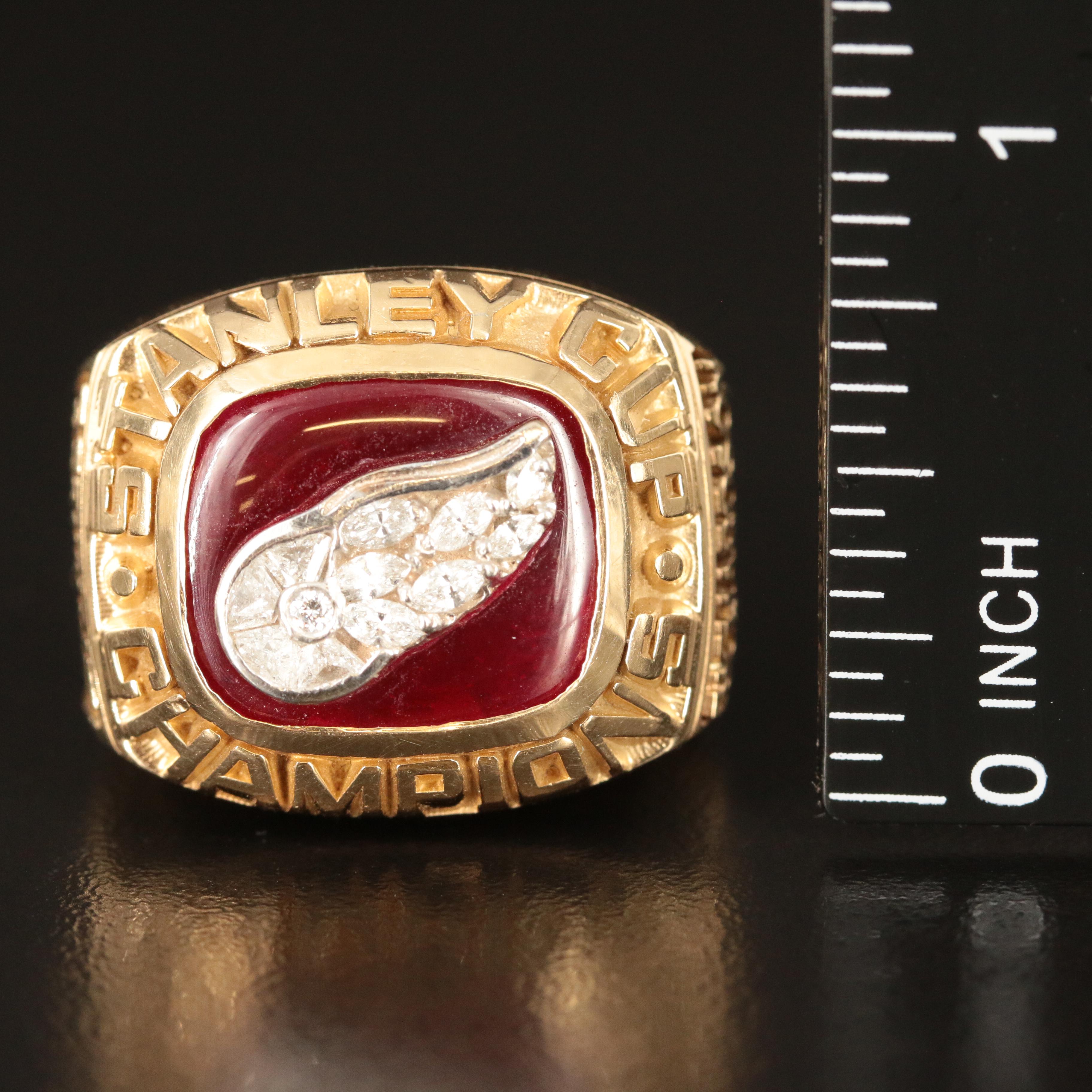 14K Diamond and Ruby Stanley Cup Champions Detroit Redwings Ring | EBTH