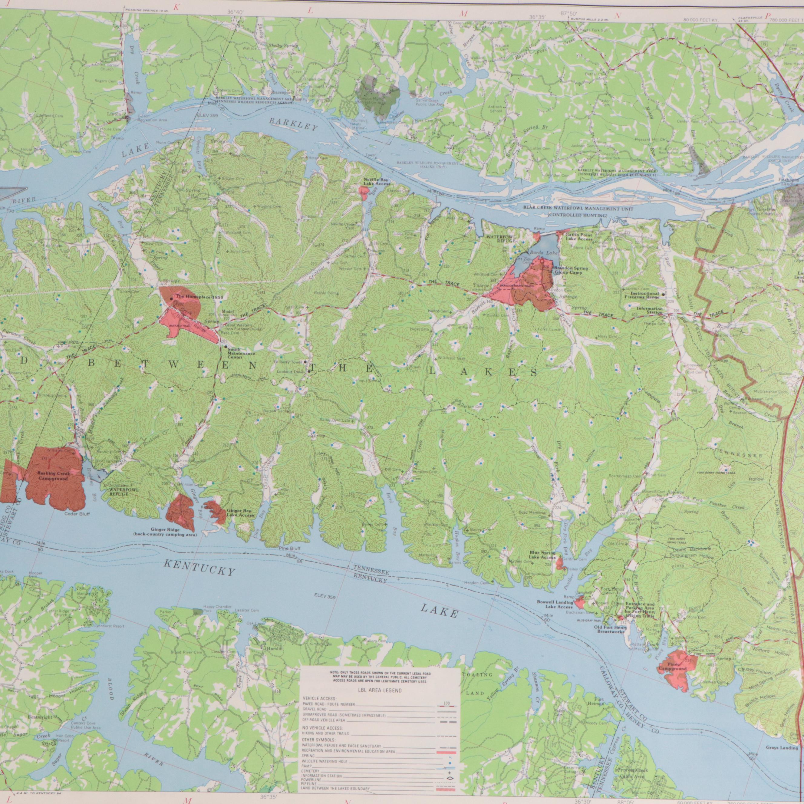 Color Lithograph Map "Land Between Lakes" and More Maps | EBTH