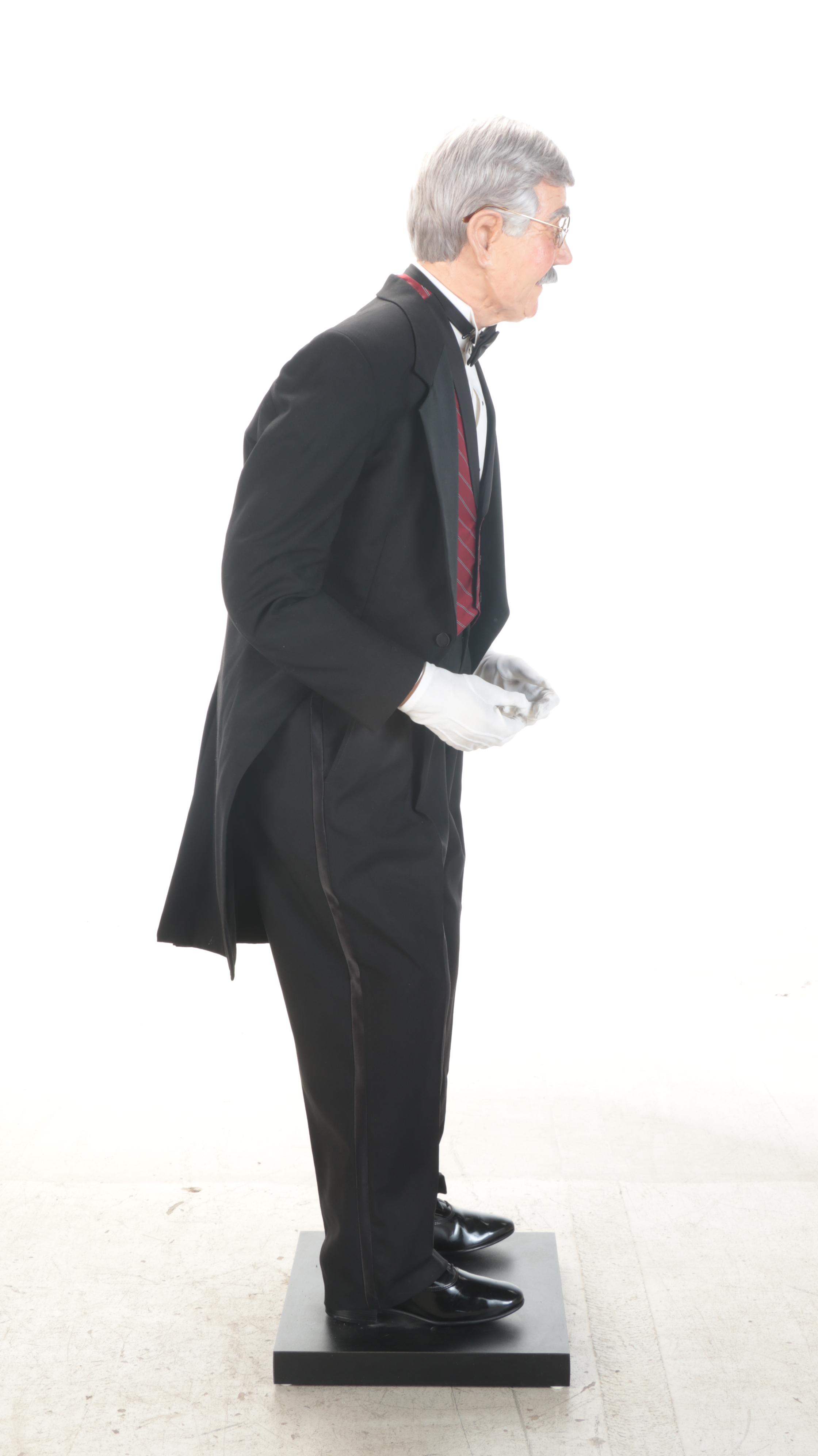 Hyper Realistic Life-Sized Mixed Media Sculpture of Butler With Serving ...