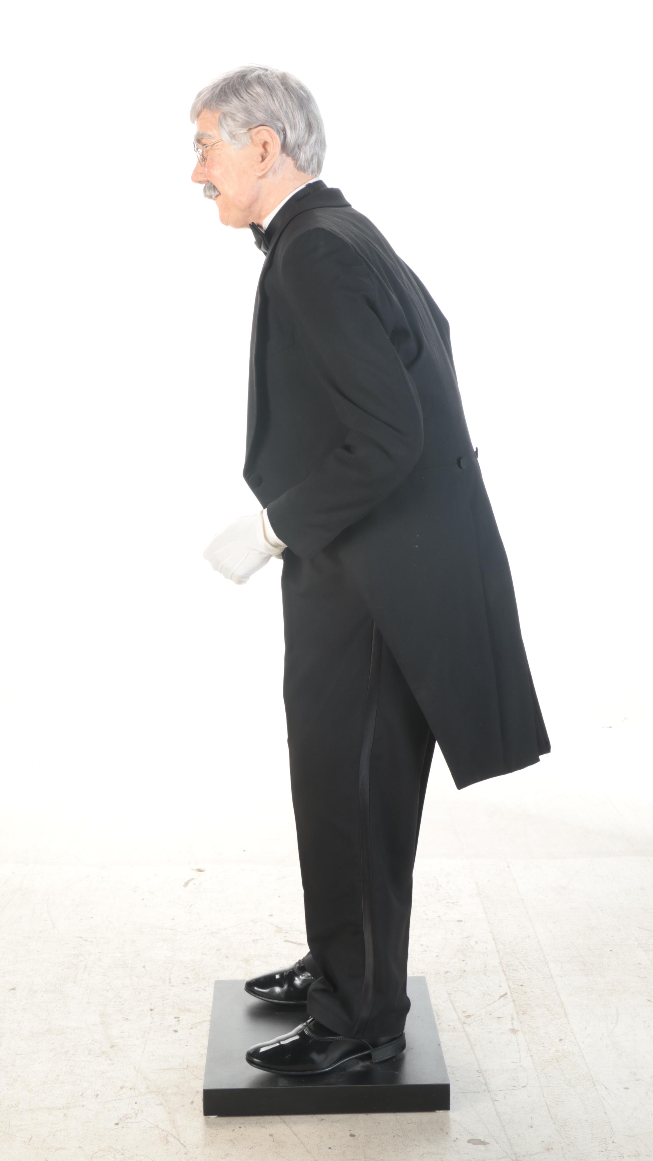 Hyper Realistic Life-Sized Mixed Media Sculpture of Butler With Serving ...