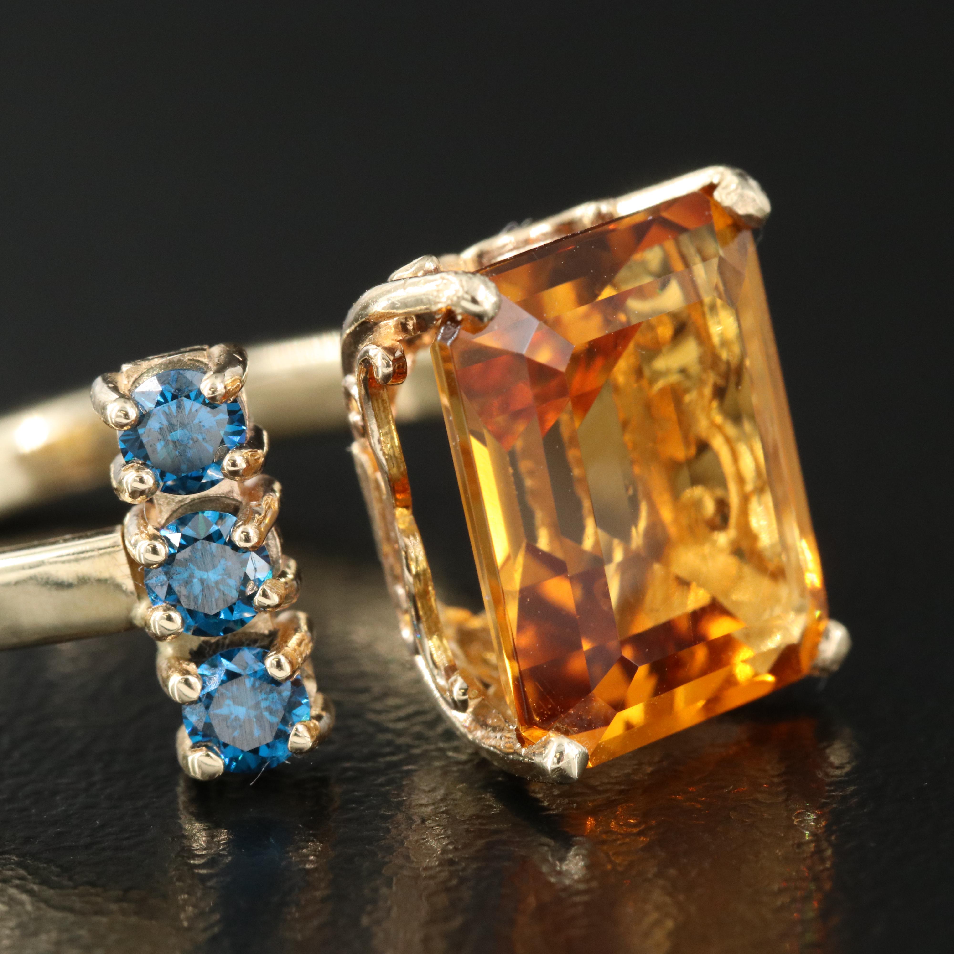 14K Citrine and Diamond Torque Ring | EBTH