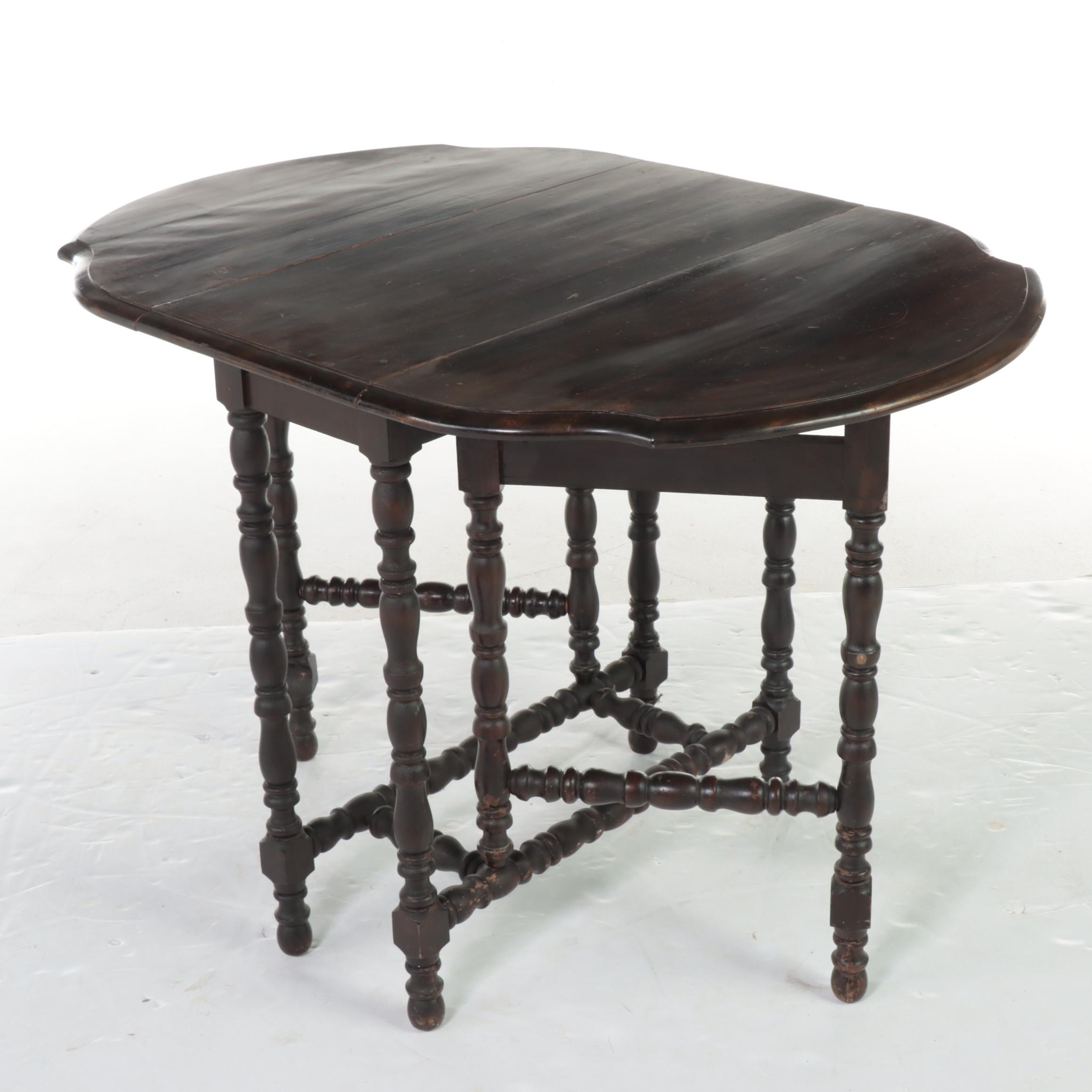 William and Mary Style Walnut Barley Twist Gateleg Table | EBTH