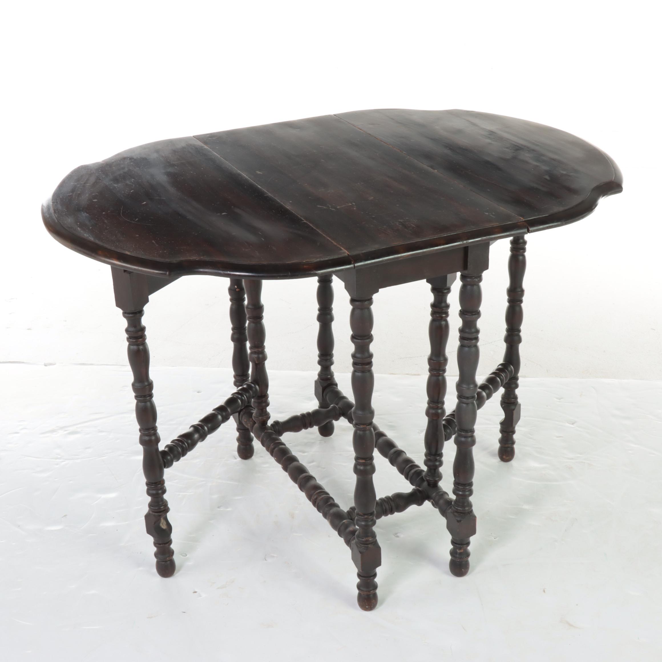 William and Mary Style Walnut Barley Twist Gateleg Table | EBTH