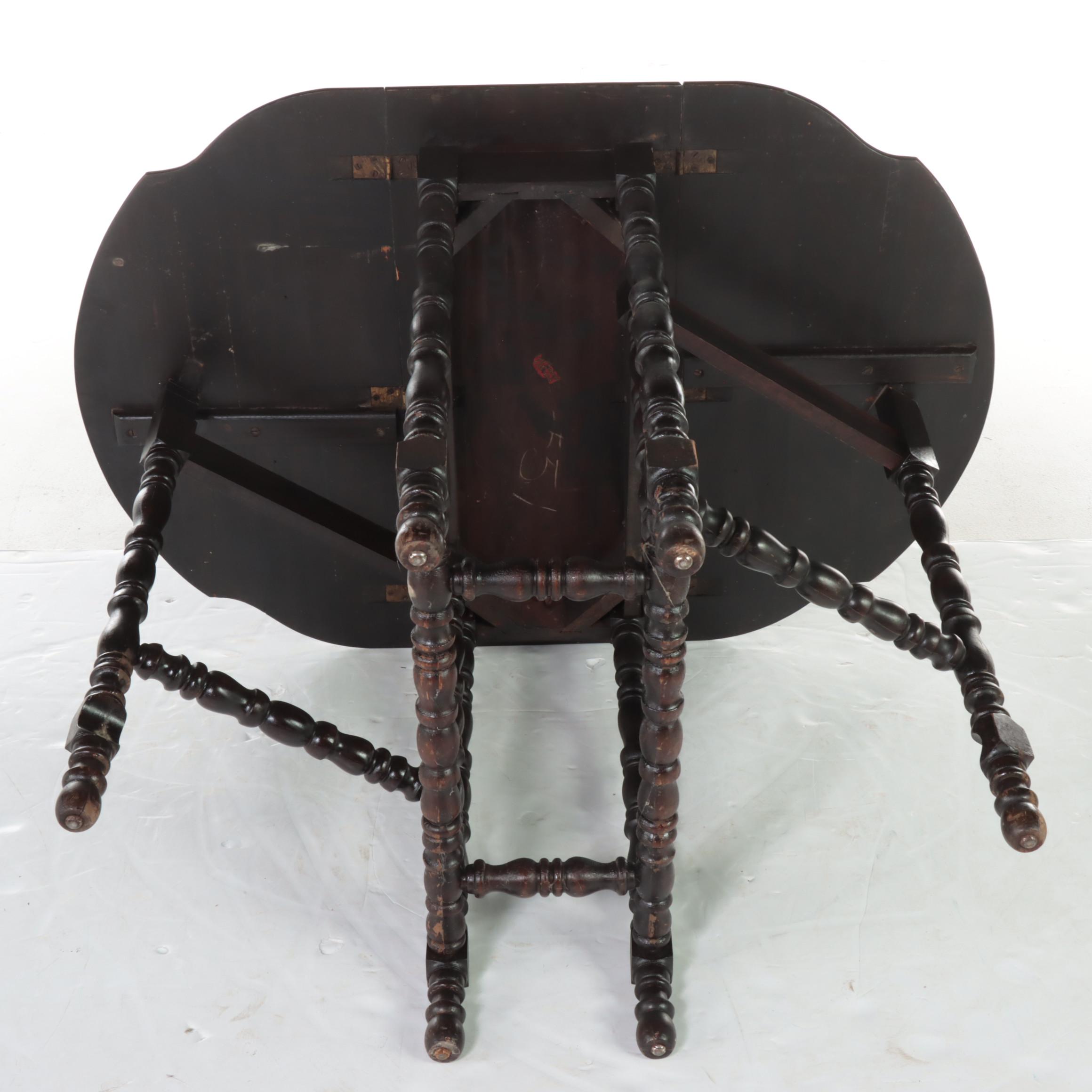 William and Mary Style Walnut Barley Twist Gateleg Table | EBTH