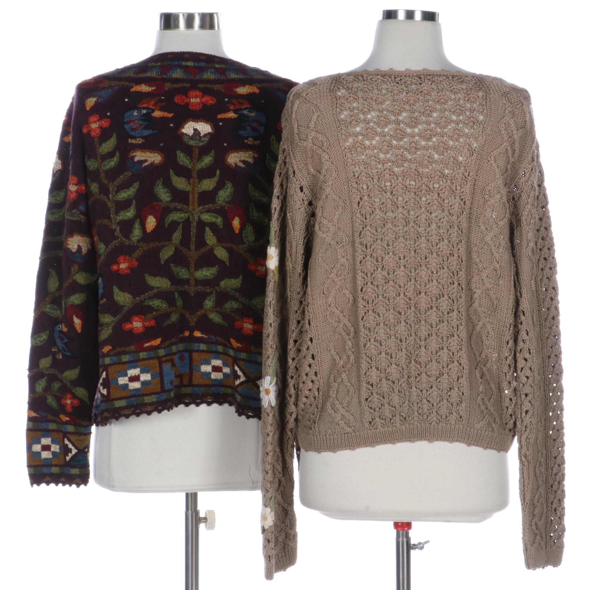 Peruvian Connection Intarsia Knit Cardigan and Texture Knit Cardigan | EBTH