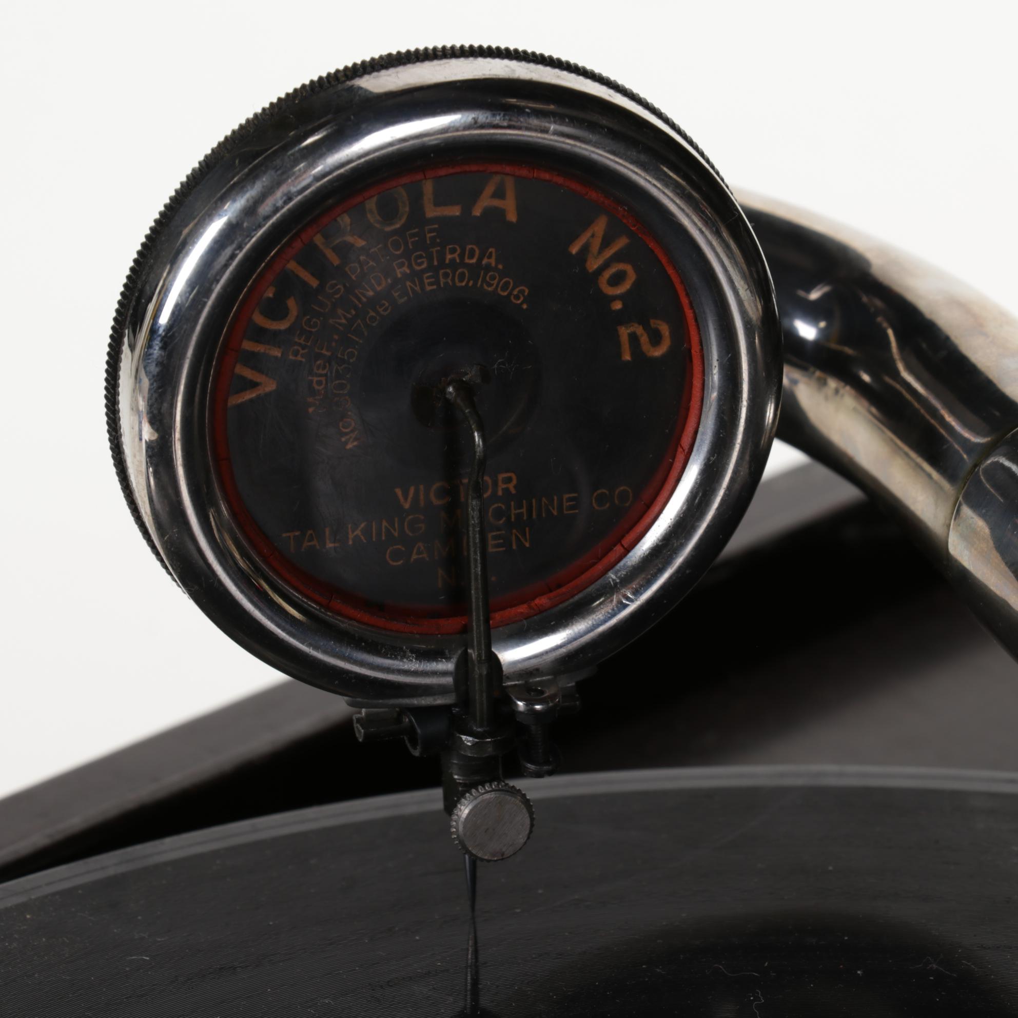 Victrola Talking Machine #2 with 78 Records and Rayo Oil Lamp with ...