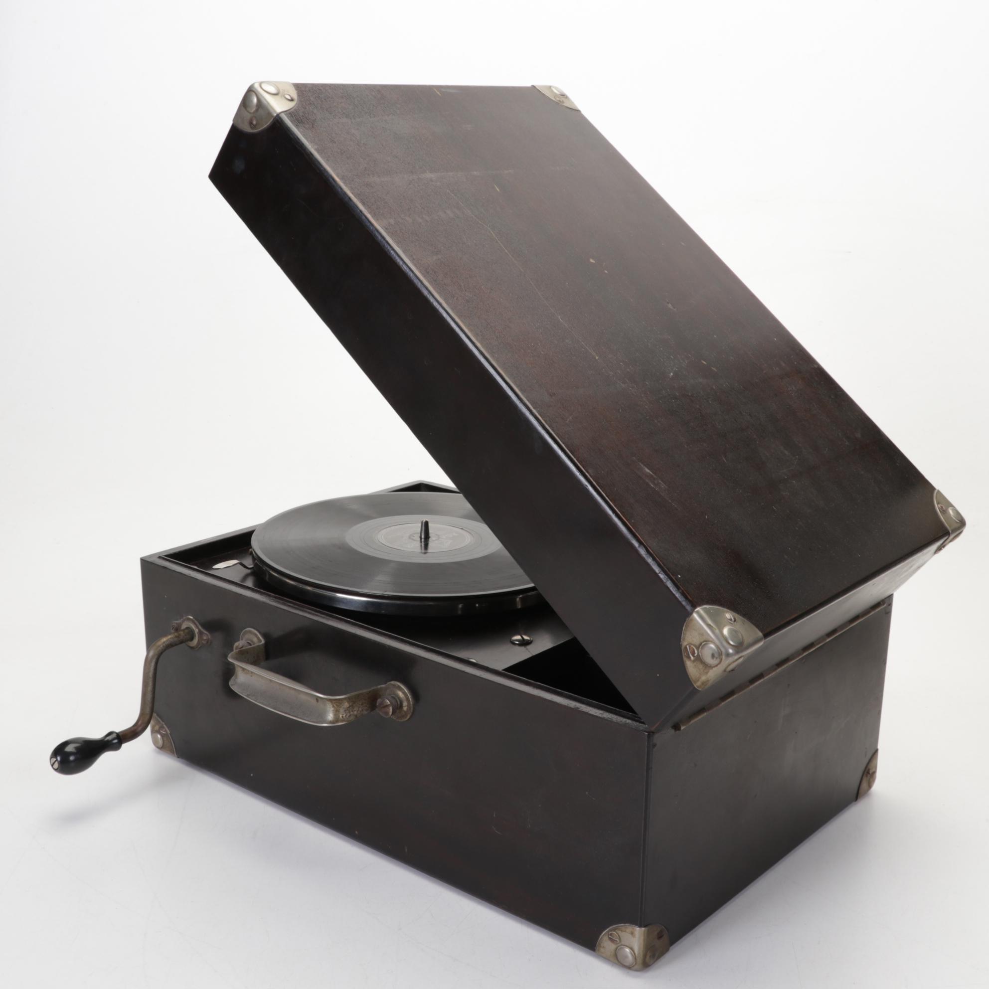 Victrola Talking Machine #2 with 78 Records and Rayo Oil Lamp with ...