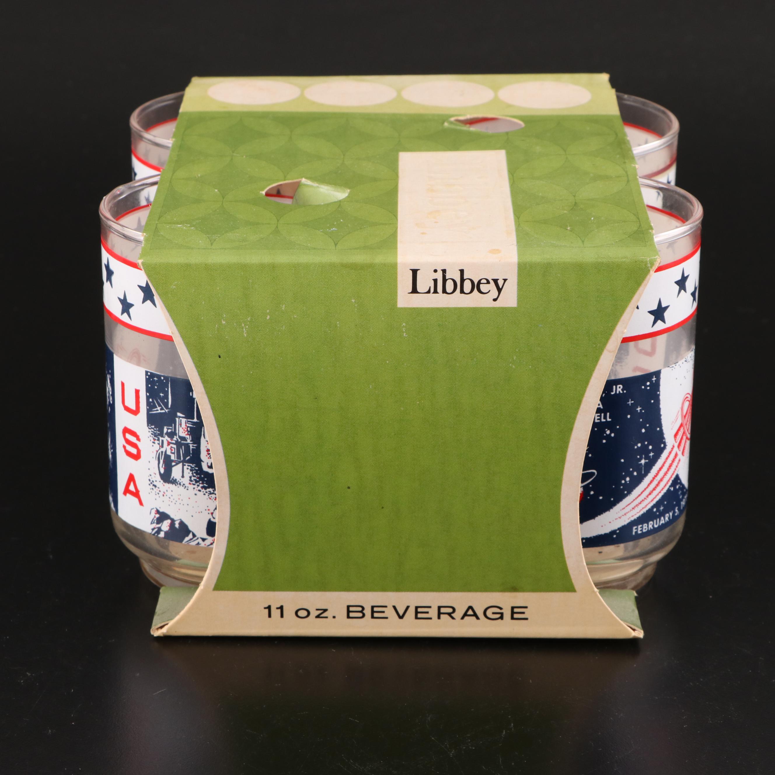 Libbey Apollo 11,13 and 14 Commemorative Glassware with NASA Postcards ...