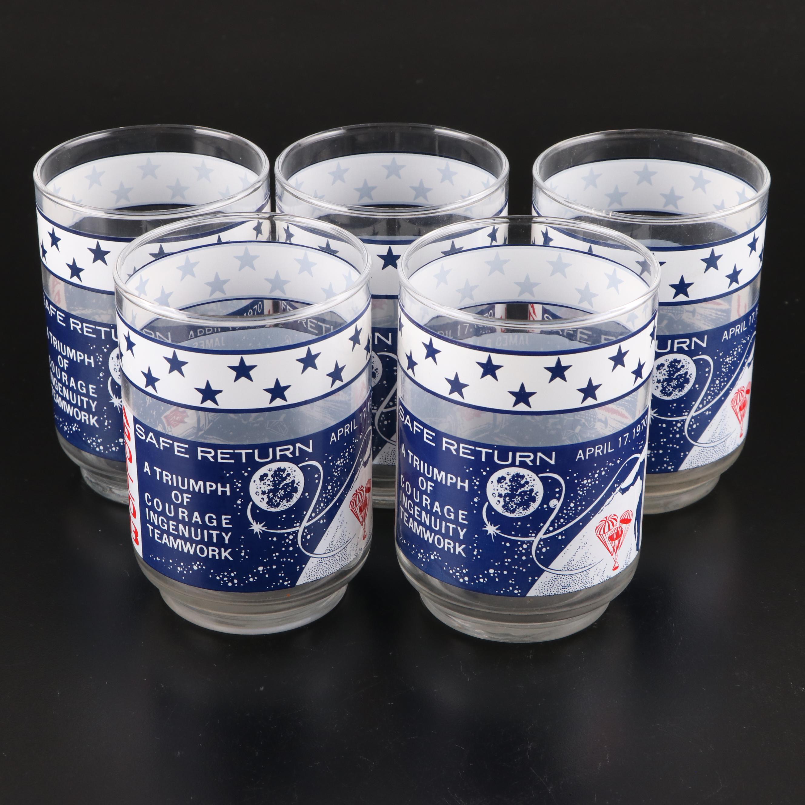 Libbey Apollo 11,13 and 14 Commemorative Glassware with NASA Postcards ...