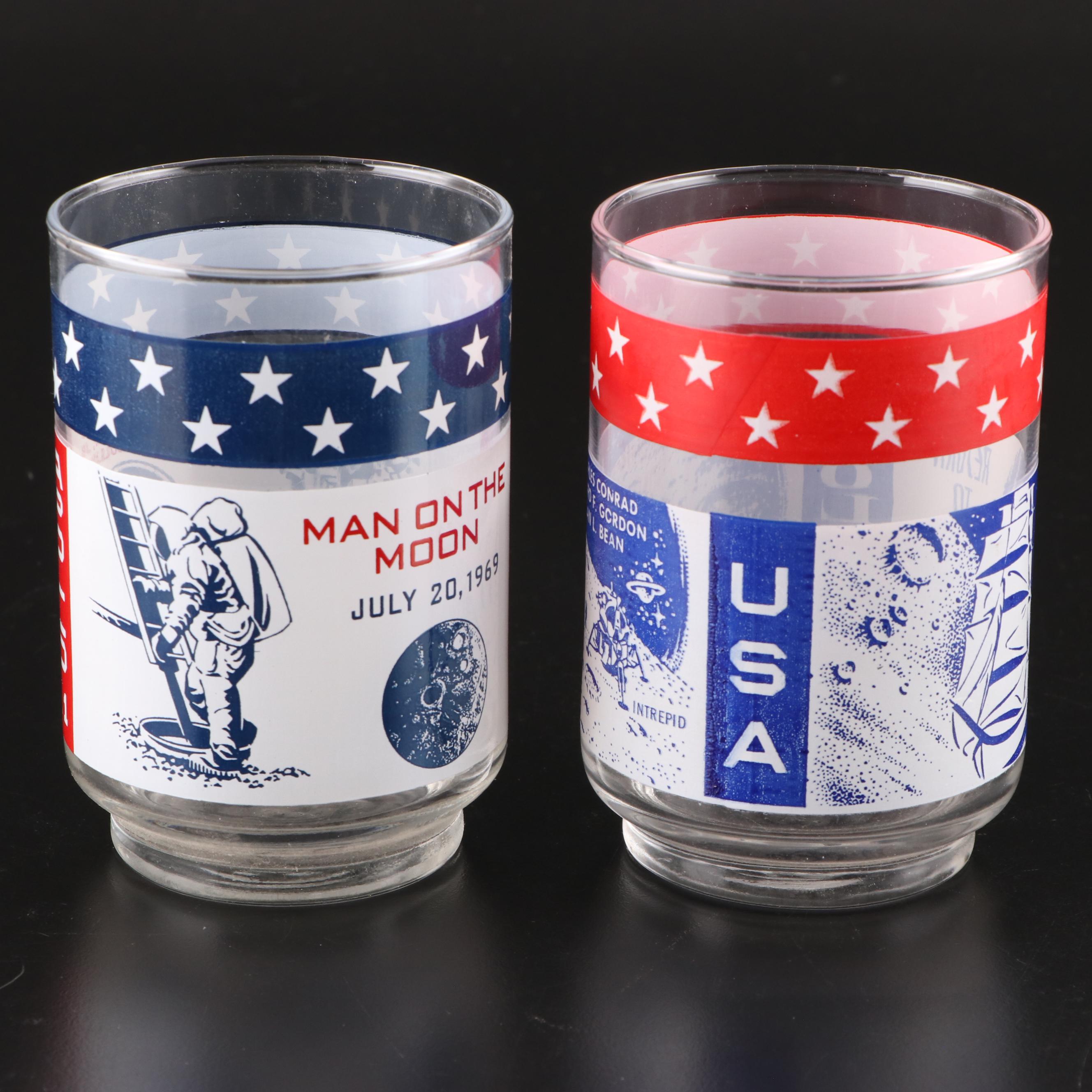 Libbey Apollo 11,13 and 14 Commemorative Glassware with NASA Postcards ...